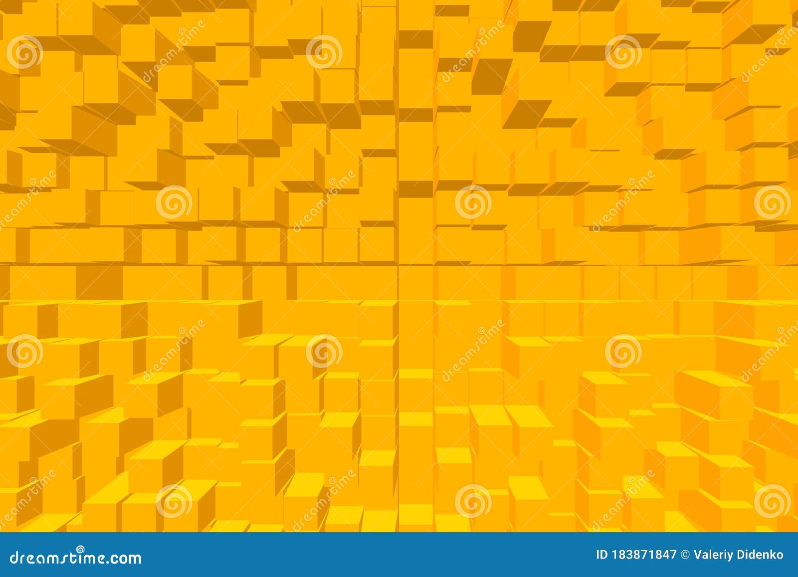 Bright Yellow Background with Three-dimensional Cubes Stock ...