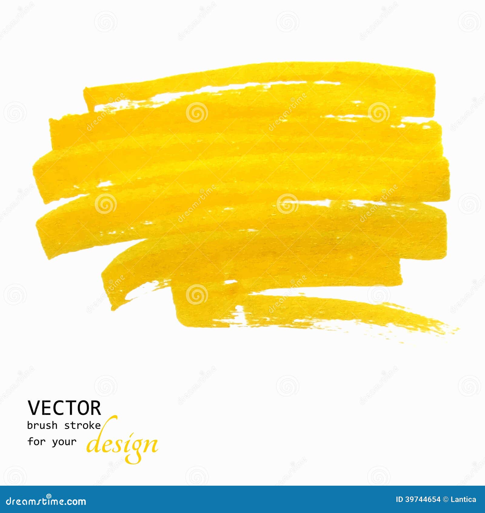Bright Yellow Brush Stroke Hand Painted Stock Illustration ...