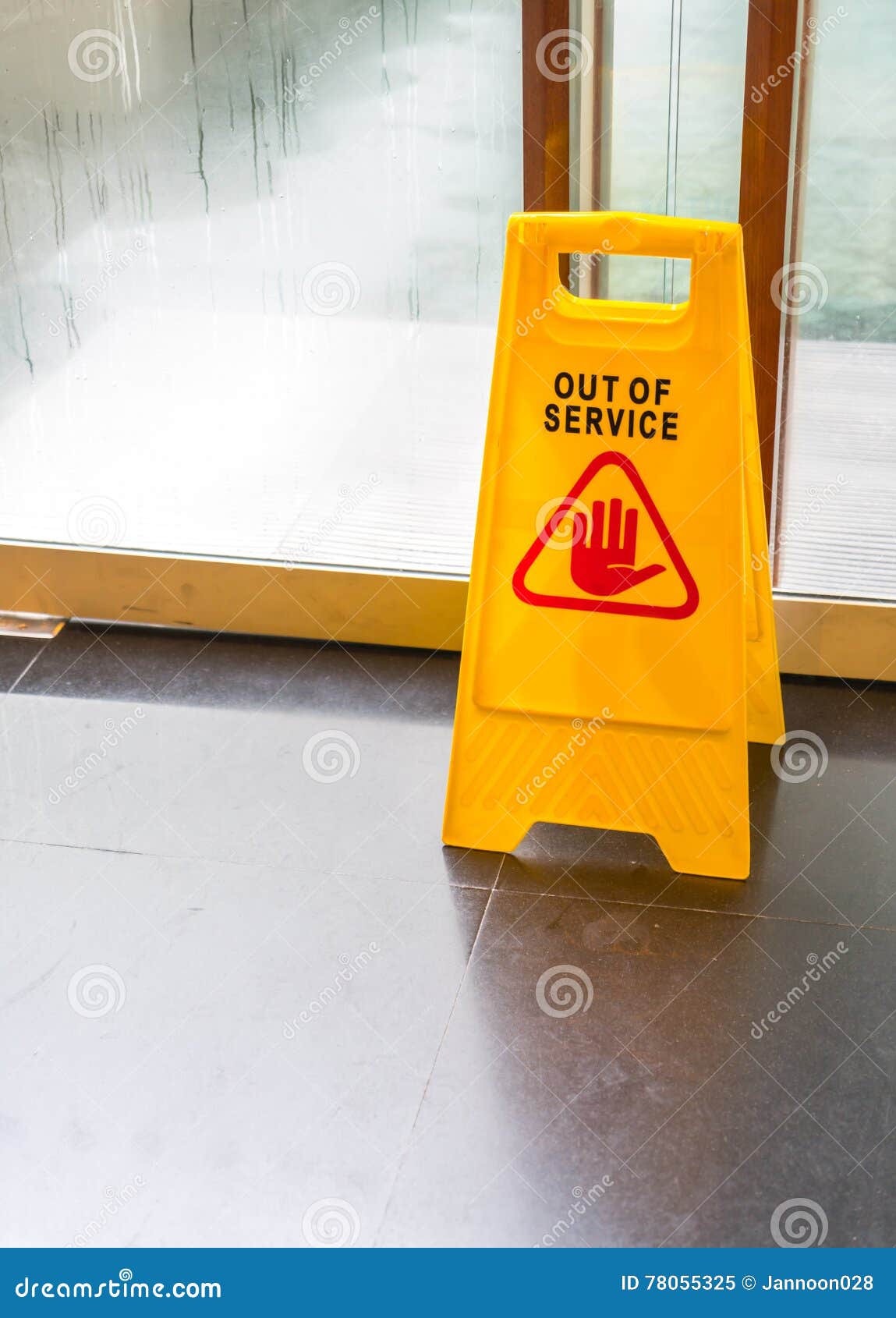 Bright Yellow Caution Sign of Out of Service . Stock Image - Image of ...