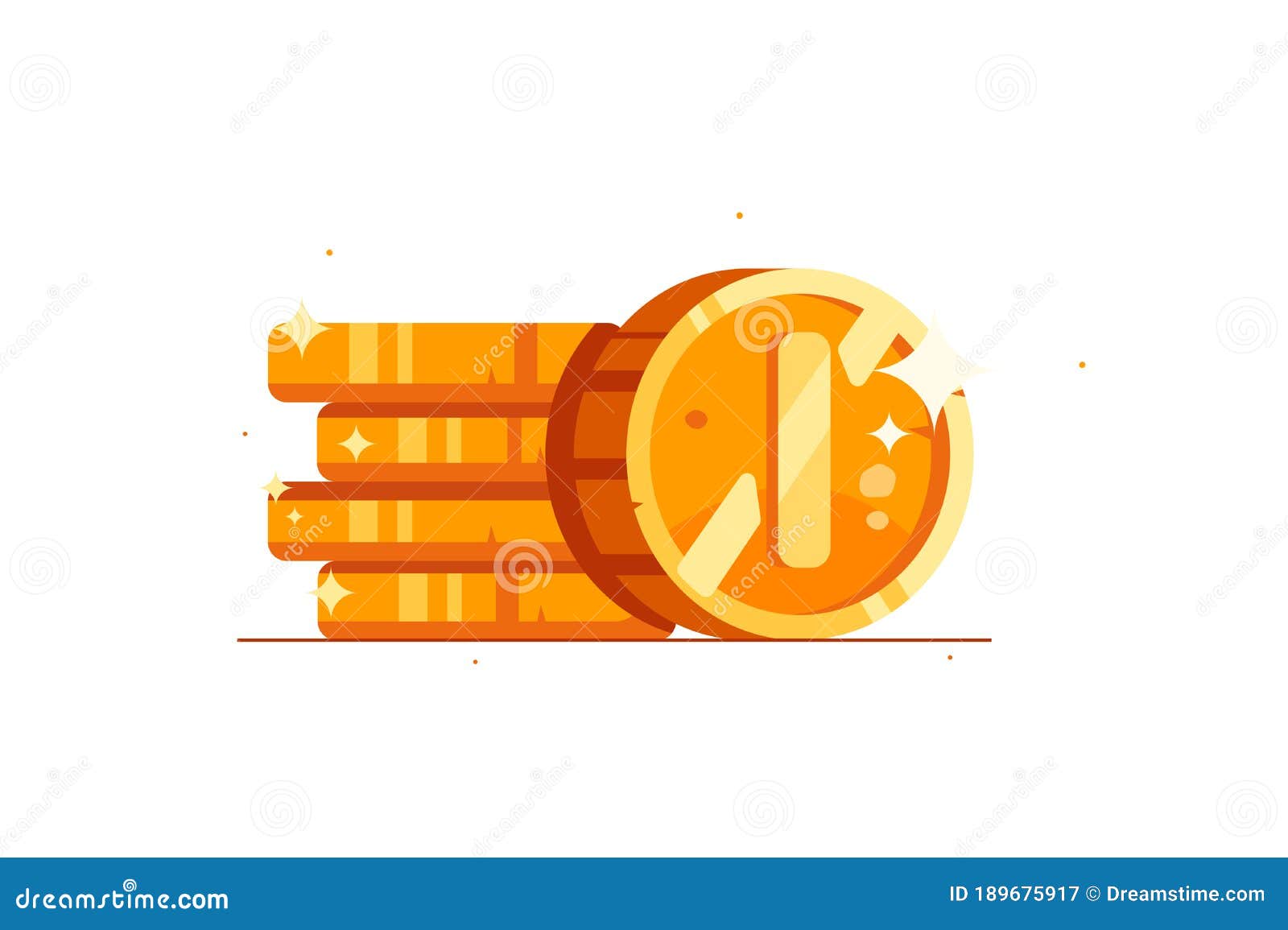 Bright Yellow Coins in Vector, Flat Style. Stock Vector - Illustration ...