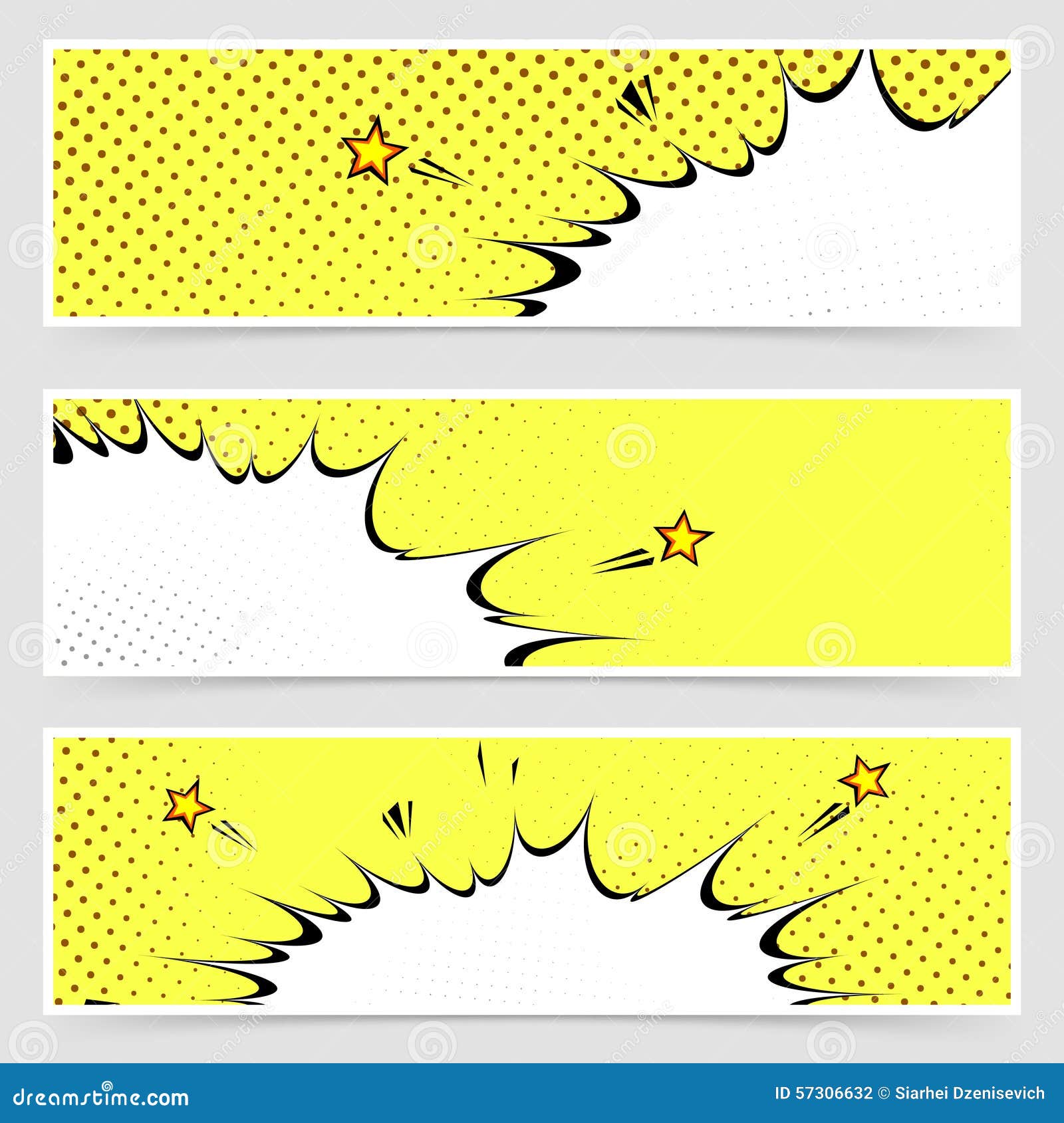 Bright Yellow Comic Book Style Explosion Headers Stock Vector ...