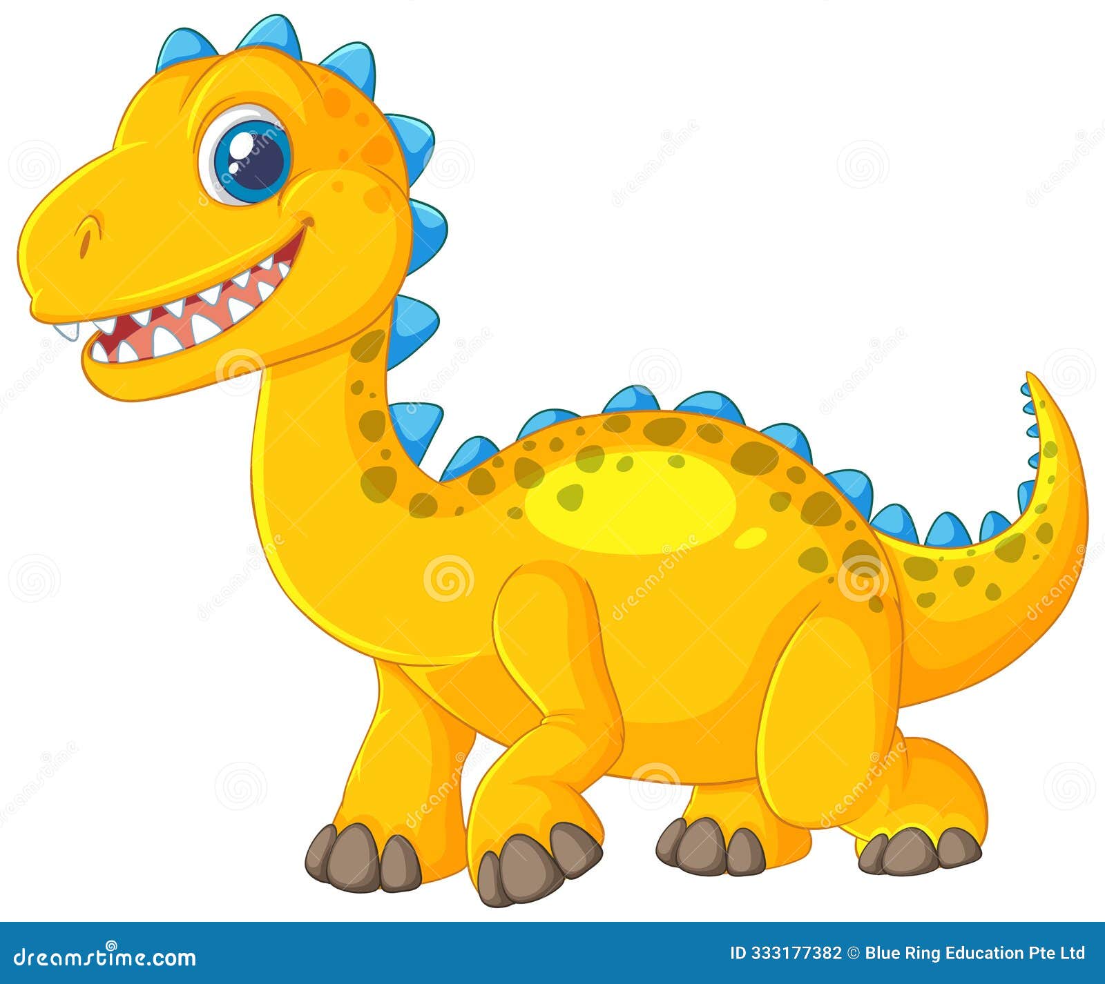 Bright yellow dinosaur stock illustration. Illustration of character ...