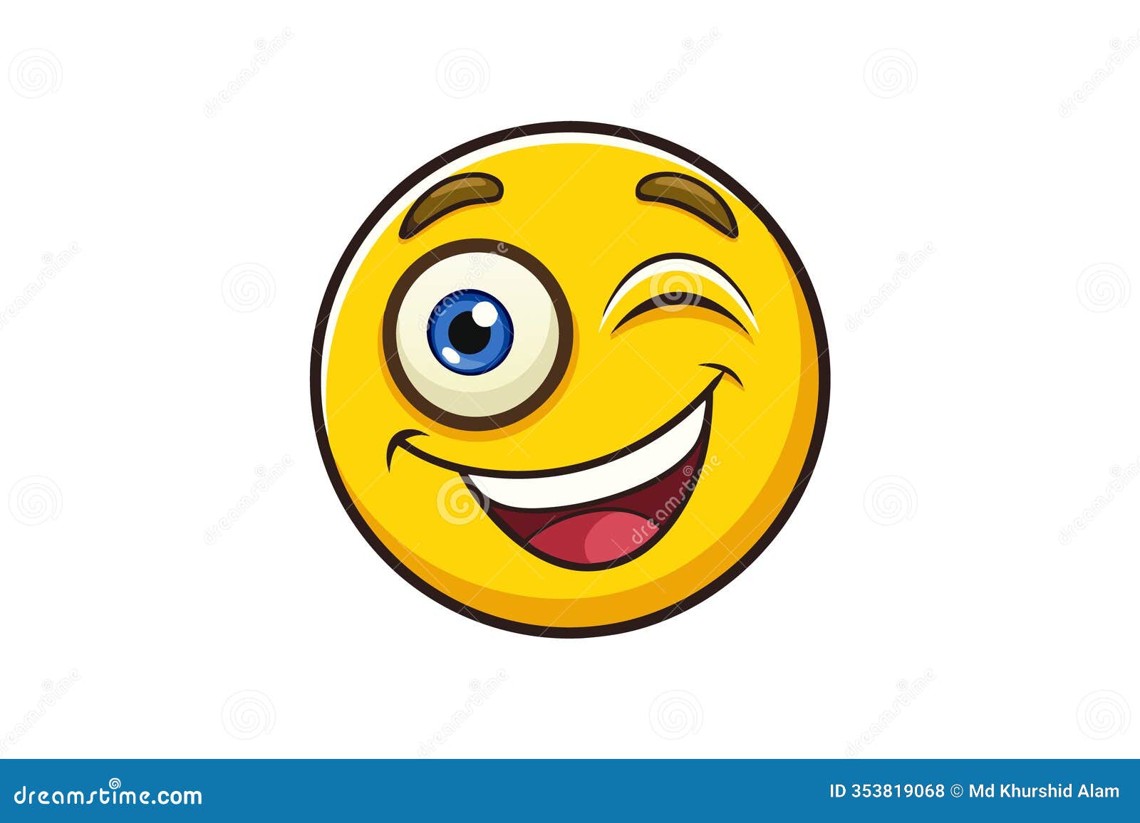 Bright Yellow Emoji Face Winking and Smiling with a Fun and Animated ...