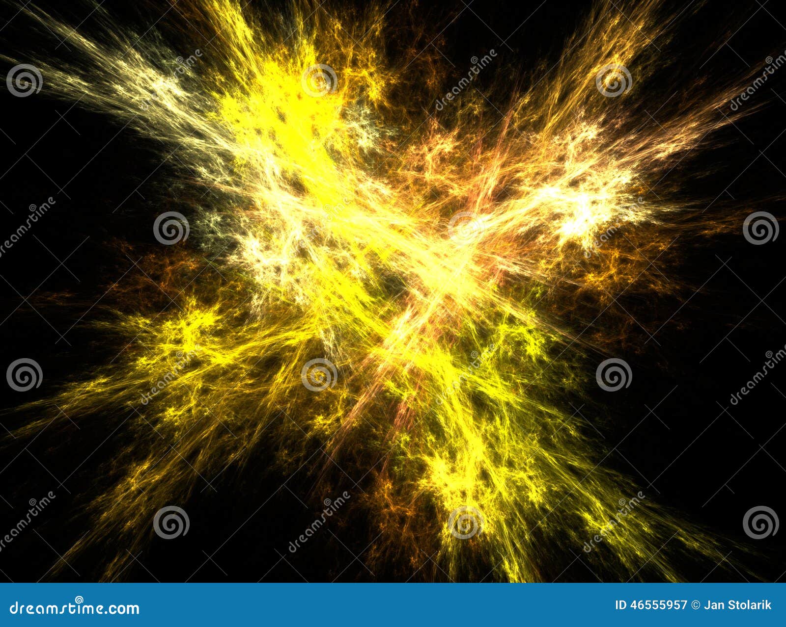 Bright Yellow Explosion Abstract Fractal Effect Light Background Stock ...