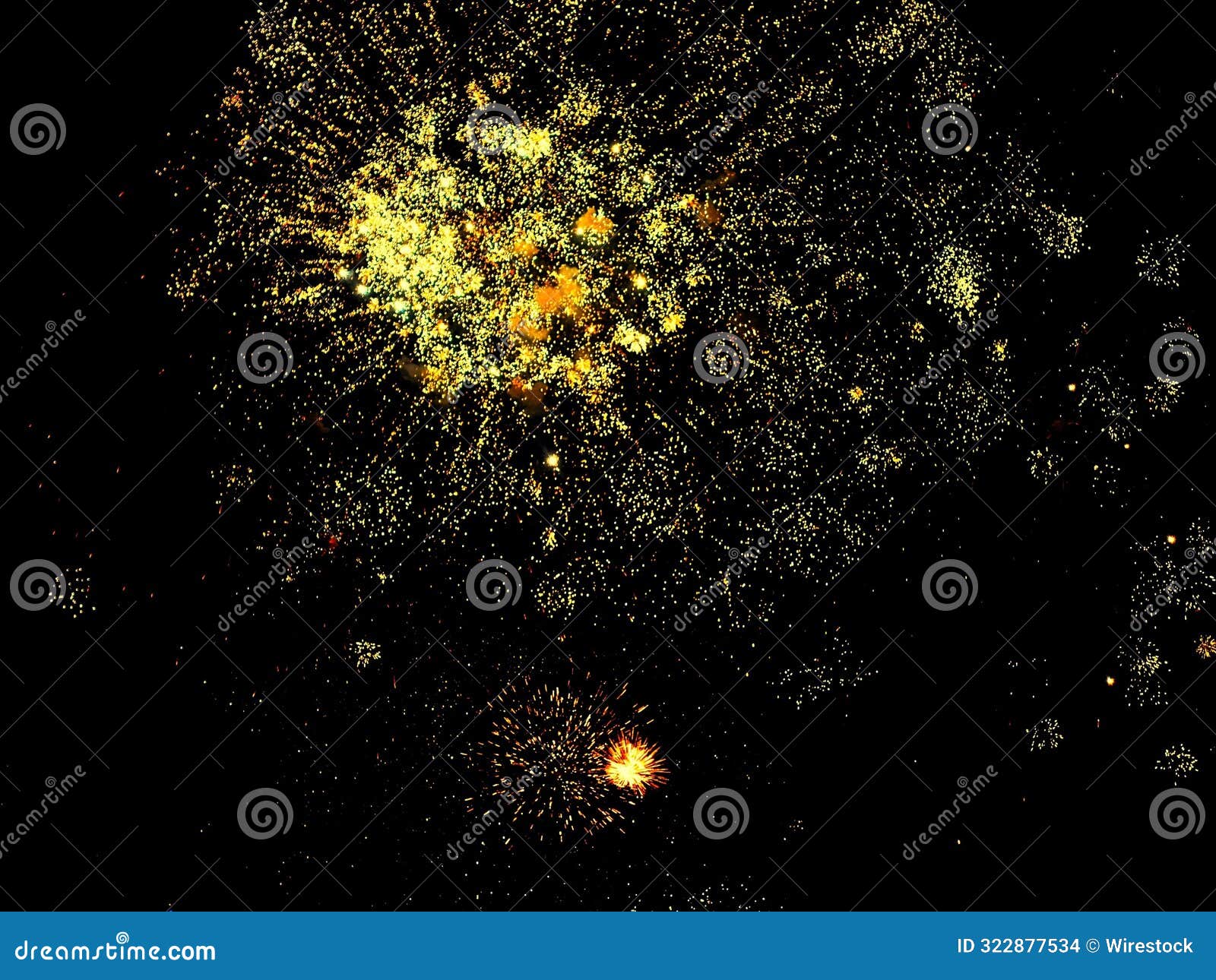 Bright Yellow Fireworks Exploding in the Night Sky during a Celebration ...