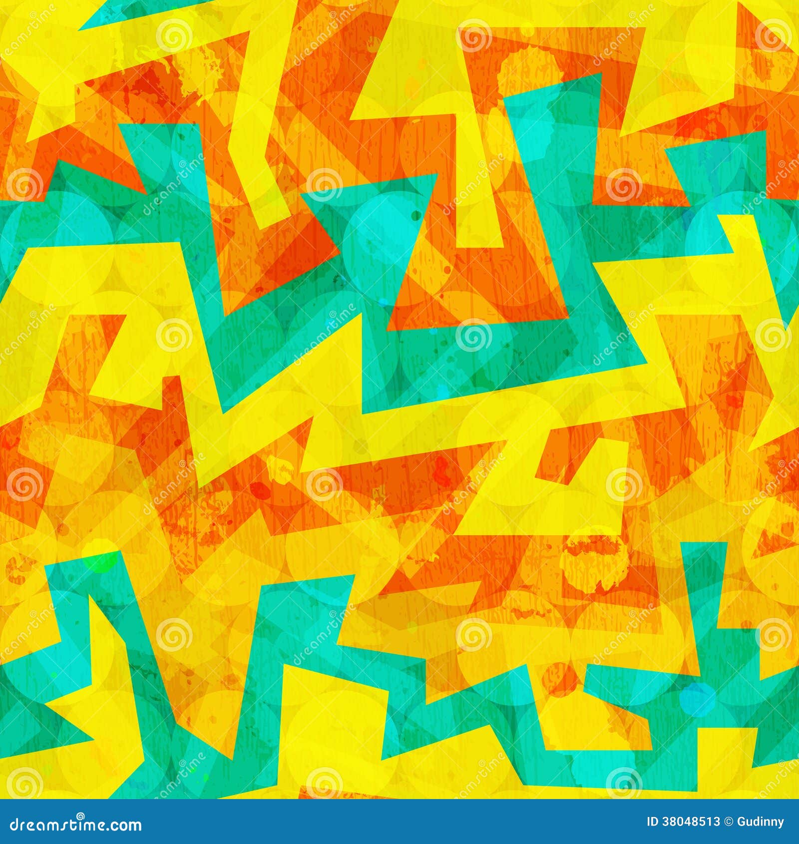 Bright Yellow Graffiti Seamless Pattern Stock Vector - Illustration of ...