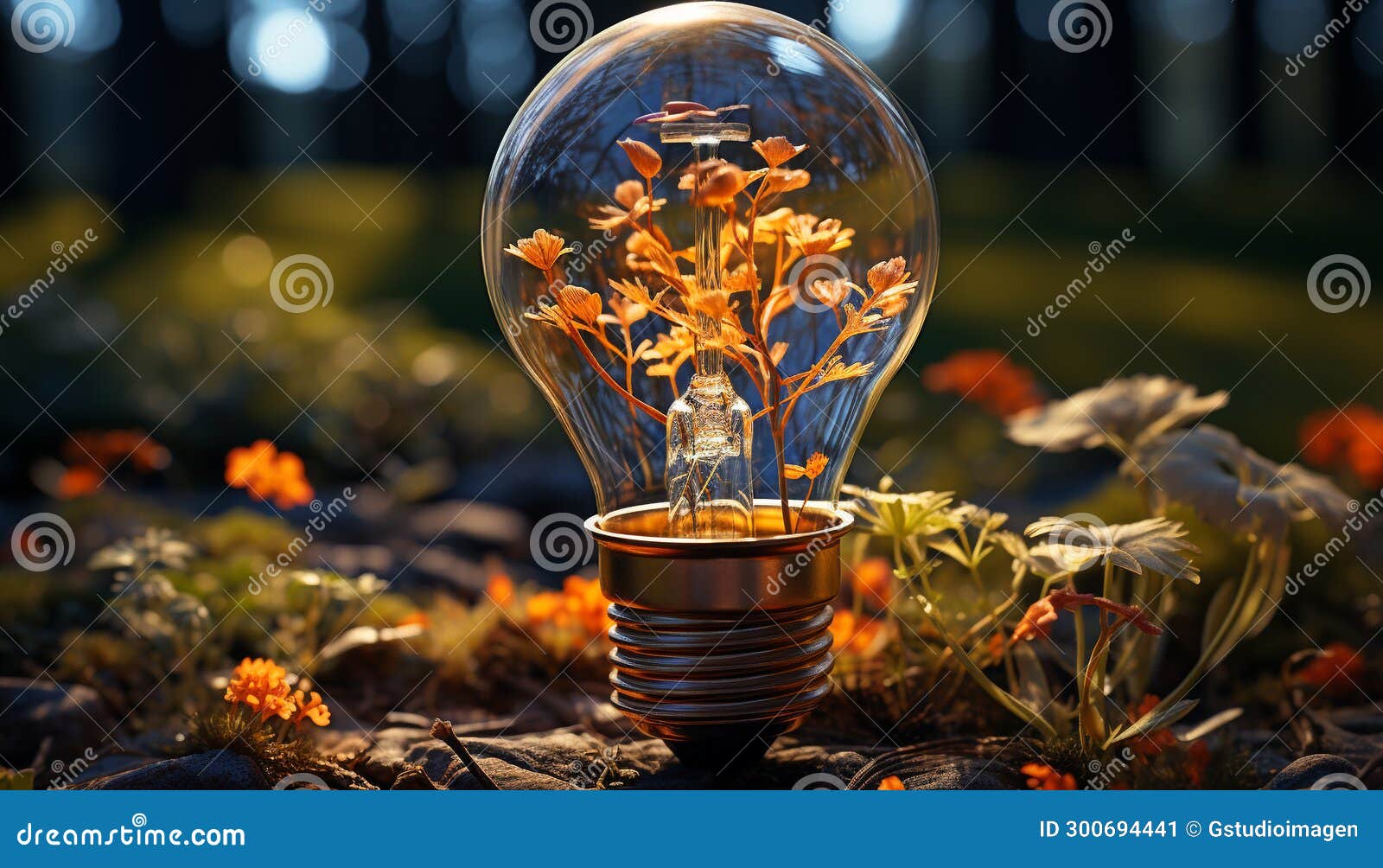 Bright Yellow Leaf Illuminated by a Glowing Light Bulb Generated by AI ...