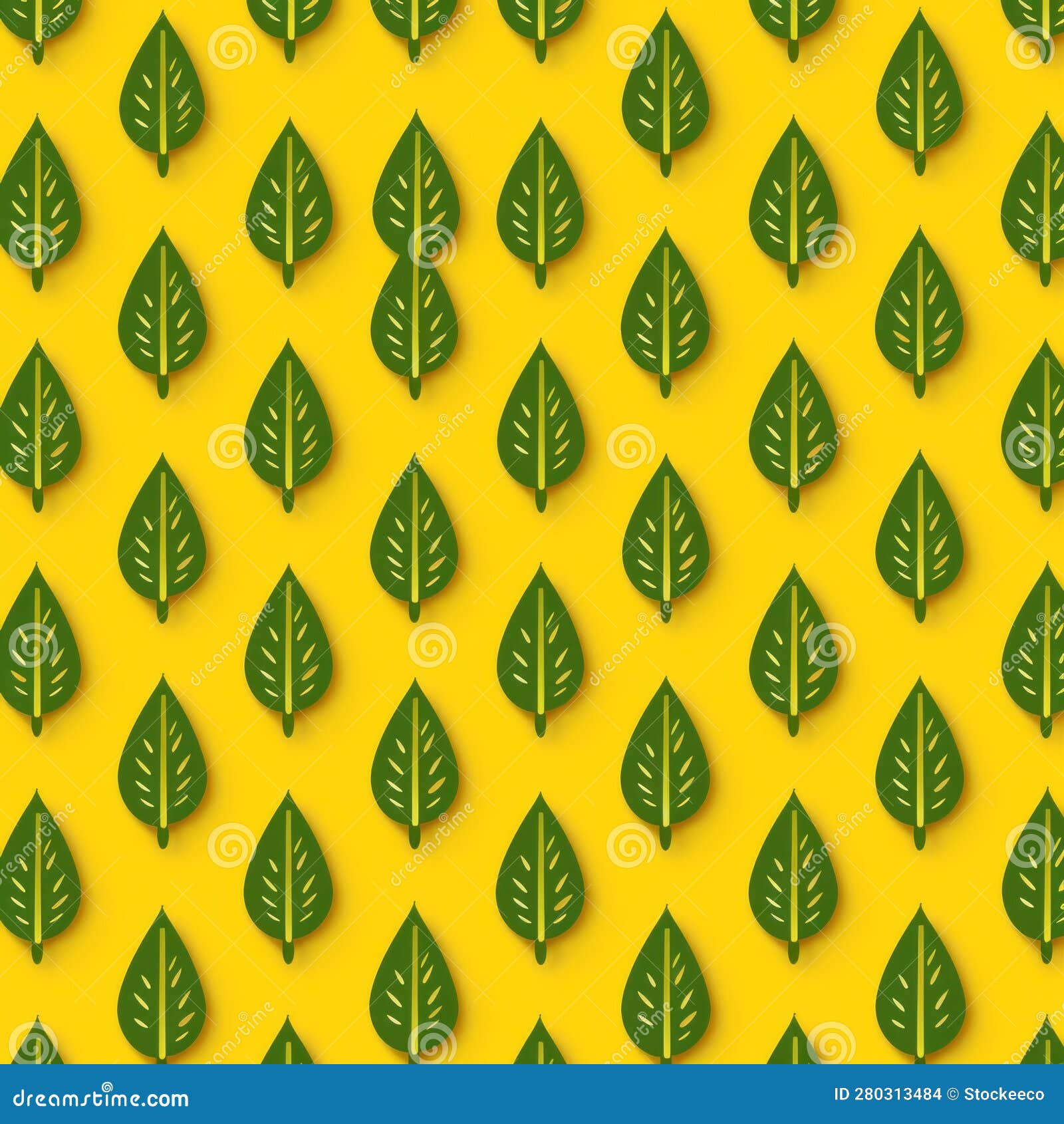 Bright Yellow Leaves Pattern in Flat Perspective Stock Illustration ...