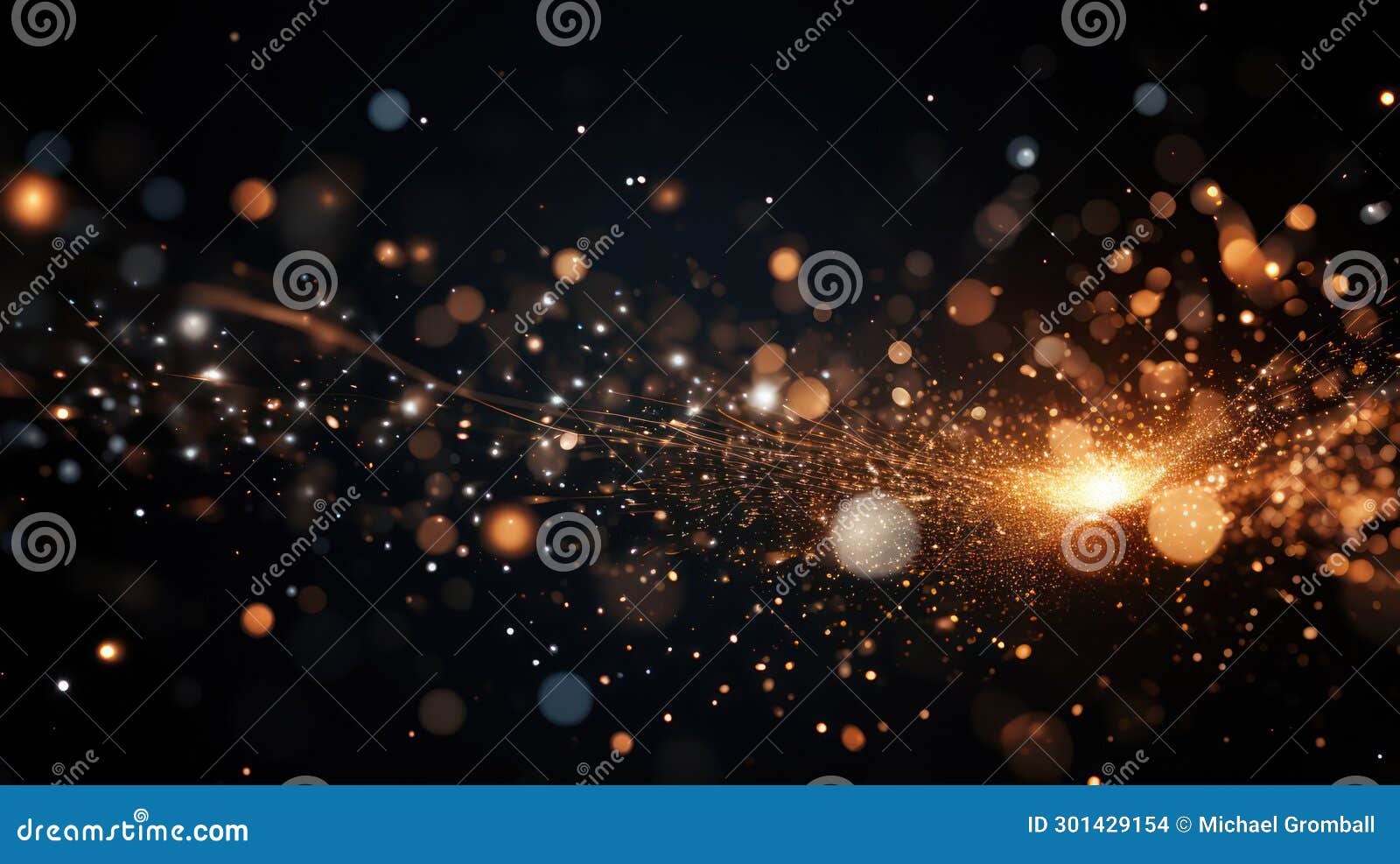 Bright Yellow Lights in a Line on Black Background Created with ...
