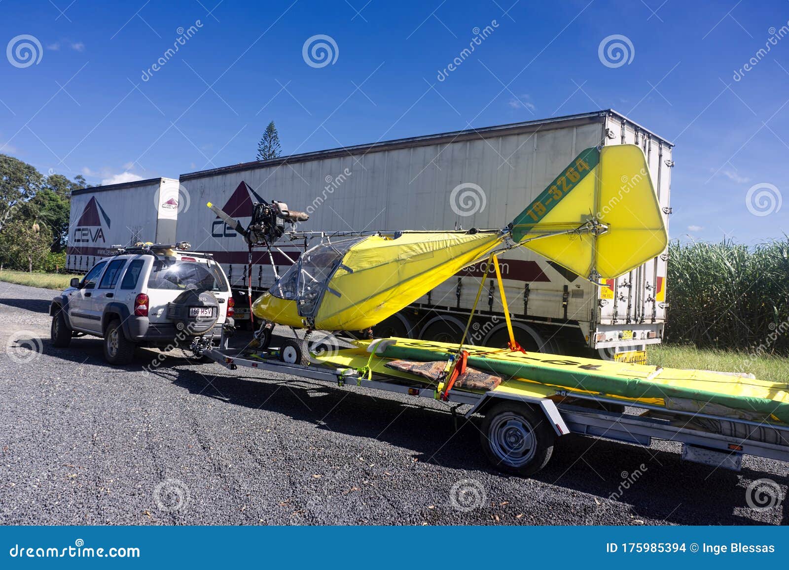 Bright Yellow Microlight Aircraft on Car Trailer Editorial Stock Image ...