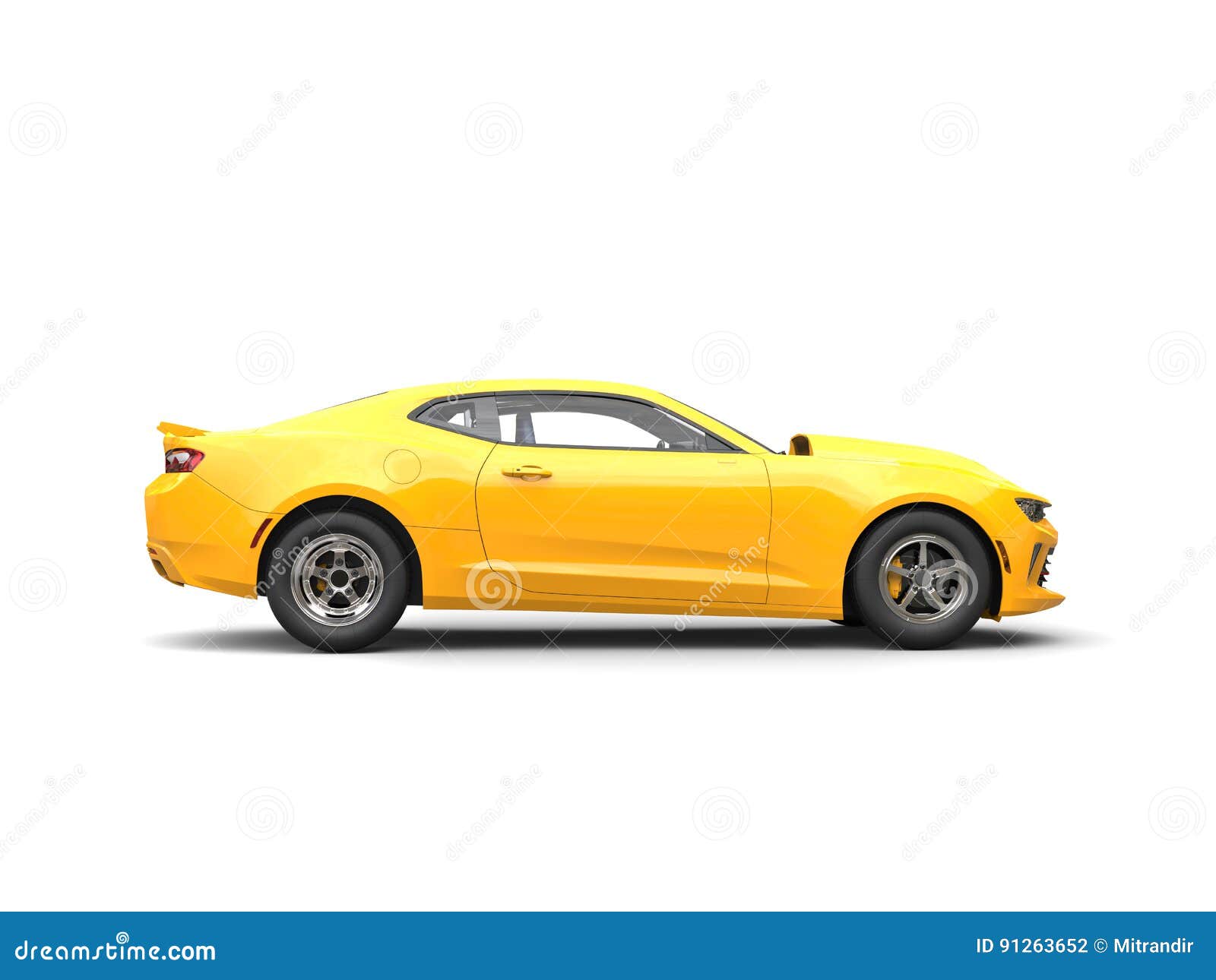 Bright Yellow Modern Muscle Car - Side View Stock Illustration ...
