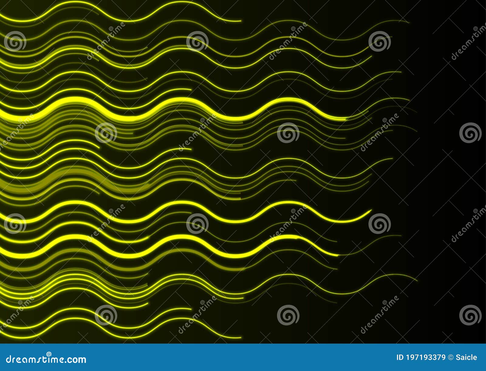 Bright Yellow Neon Wavy Lines Abstract Tech Background Stock Vector ...