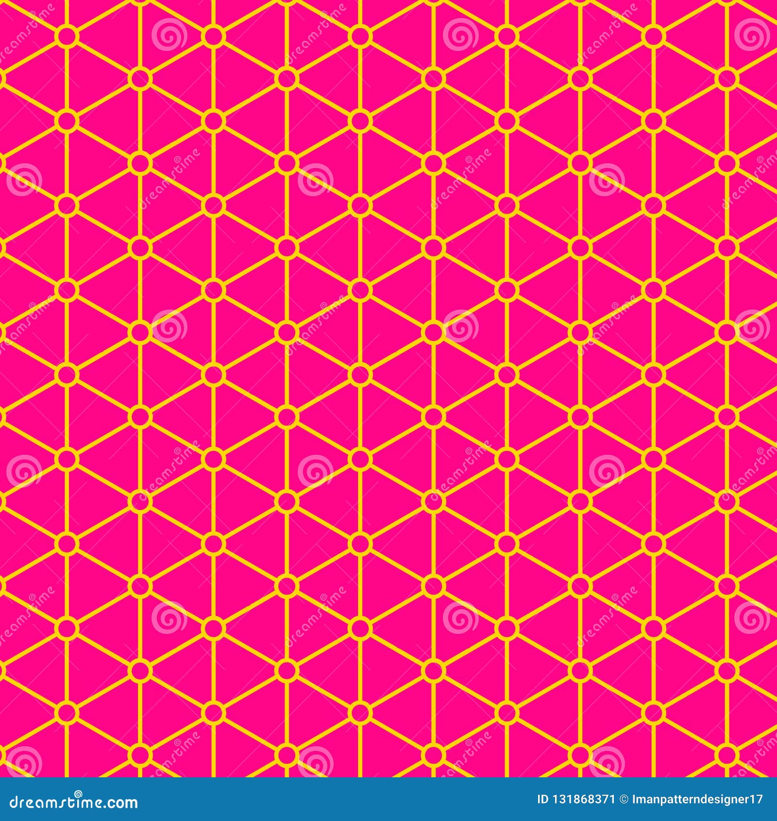 Bright Pink Yellow Geometric Oriental Seamless Pattern Stock Vector ...