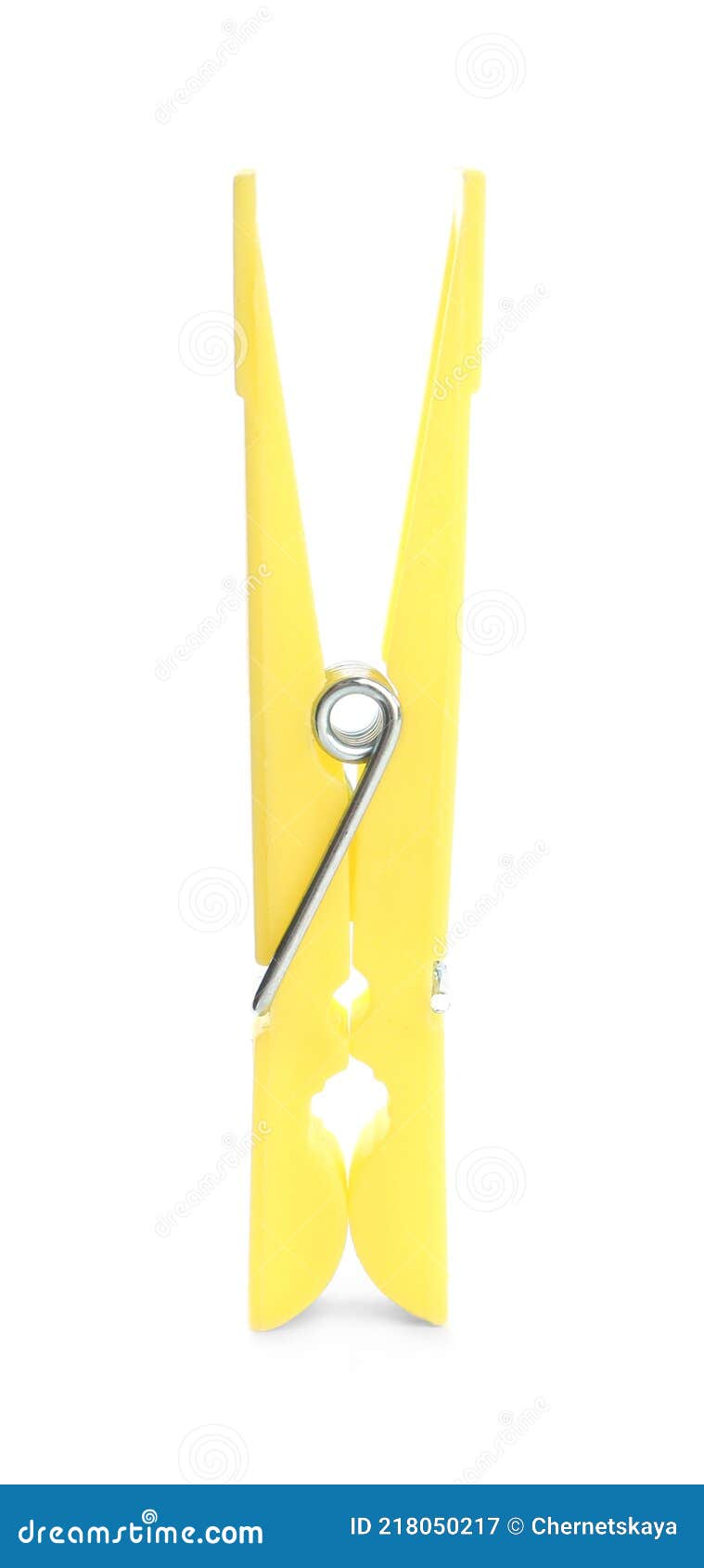 Bright Yellow Plastic Clothespin Isolated on White Stock Image - Image ...