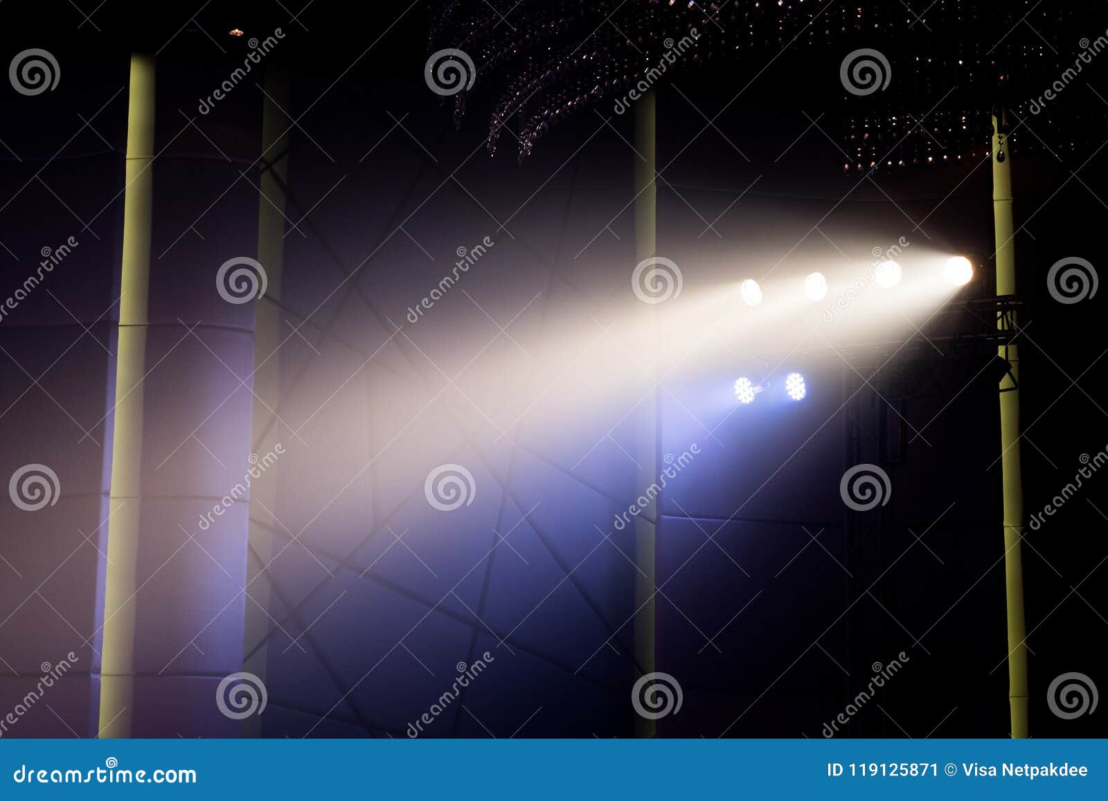 Bright Yellow Projector Lights on the Pole. Stock Image - Image of ...