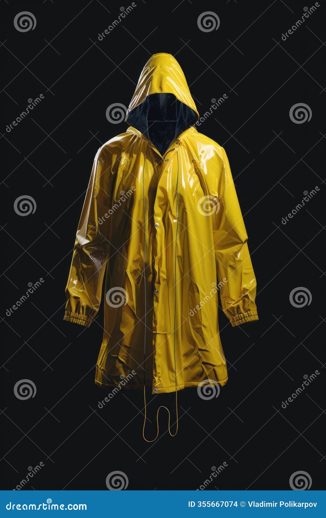 A Bright Yellow Raincoat Hangs on a Dark Black Wall, Waiting for Its ...