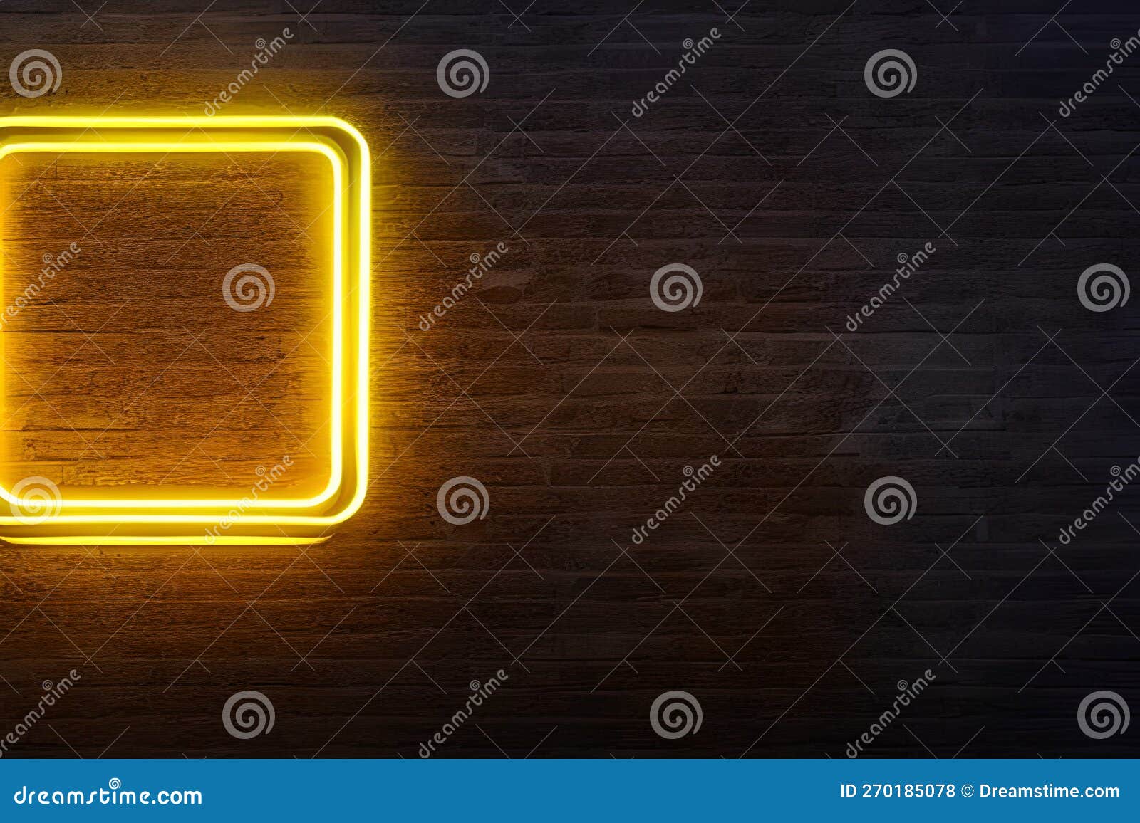 Bright Yellow Rectangle Neon at the Wall Backdrop and Brick Background ...