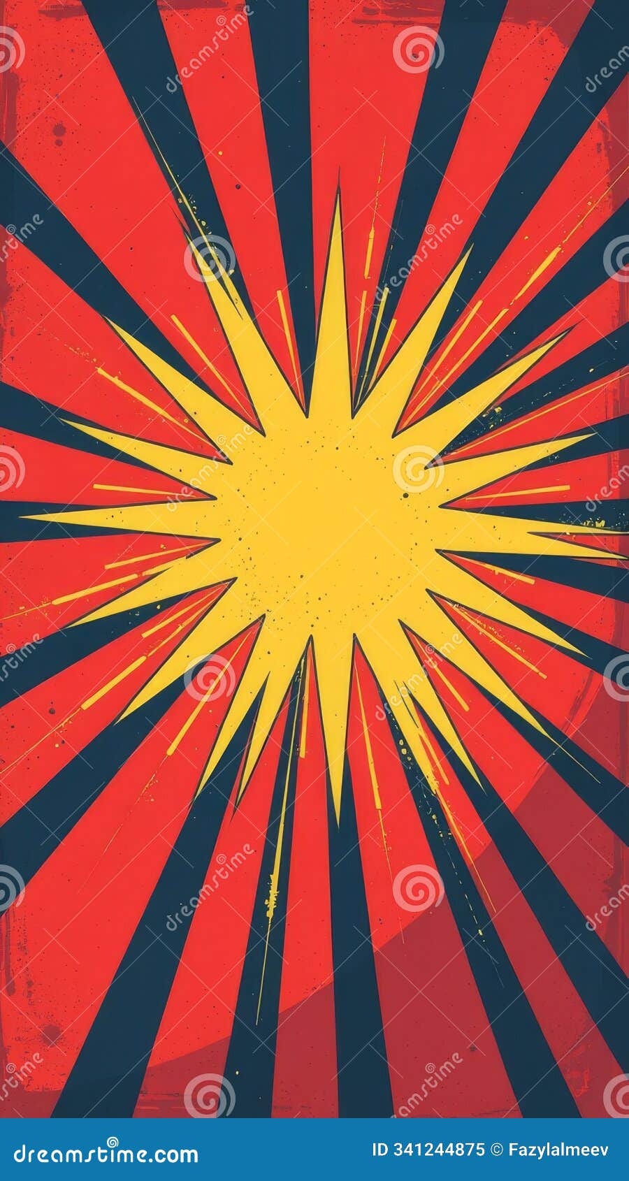 A Bright Yellow and Red Explosion with a Black Outline Stock ...