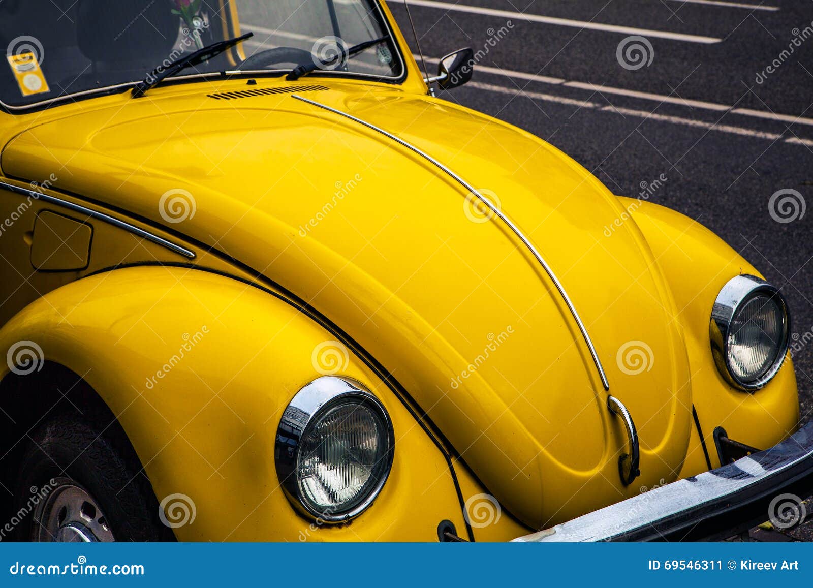 Bright Yellow Retro Car Headlight Close-up Editorial Photo - Image of ...