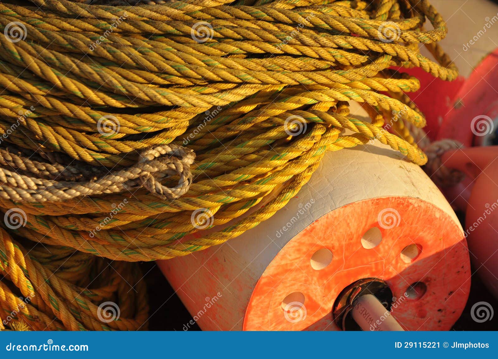 Bright Yellow Rope and Lobster Float Stock Image - Image of crabs ...