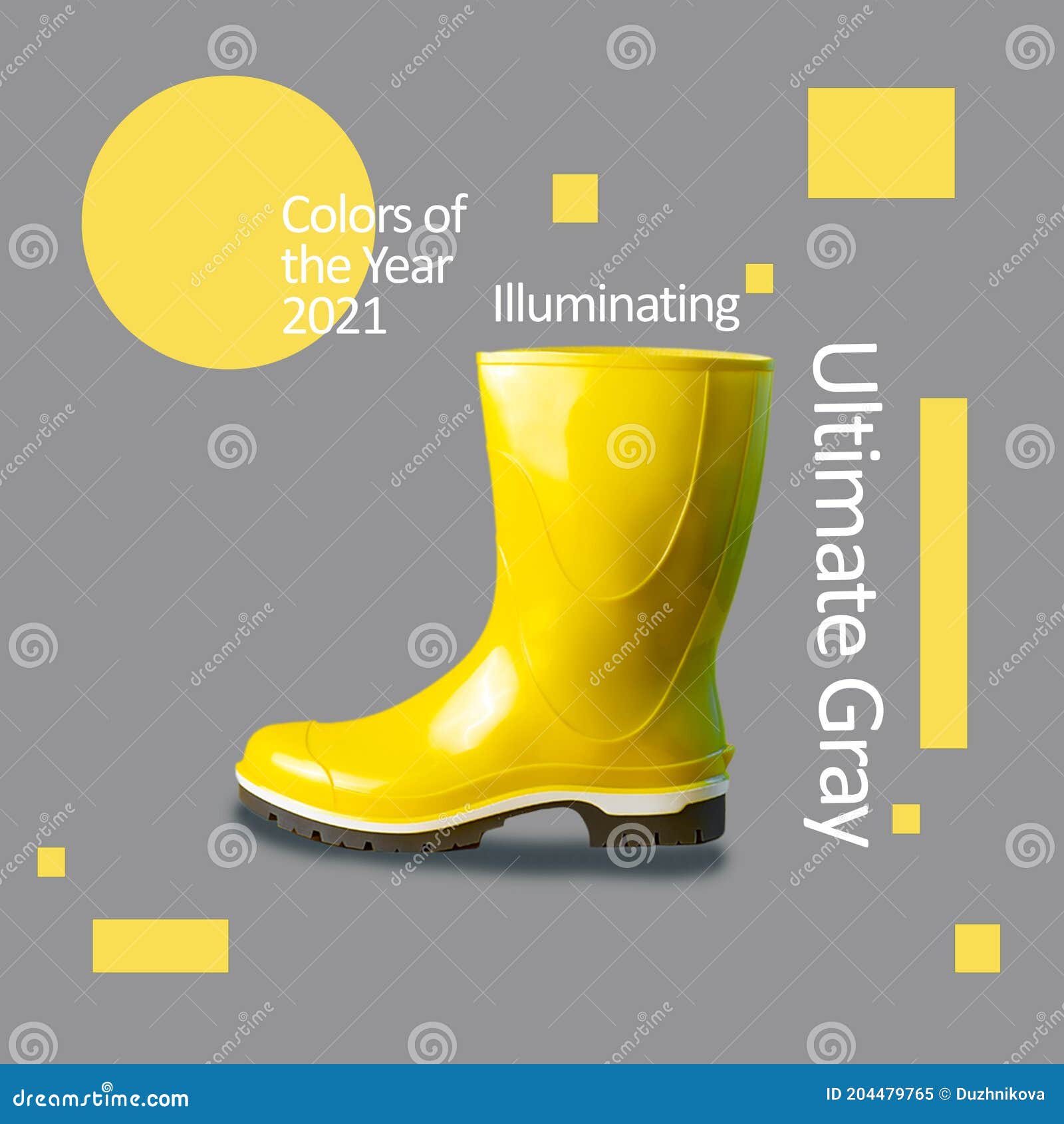 Bright Yellow Rubber Boot Against the Same Color. a Minimalist Concept ...