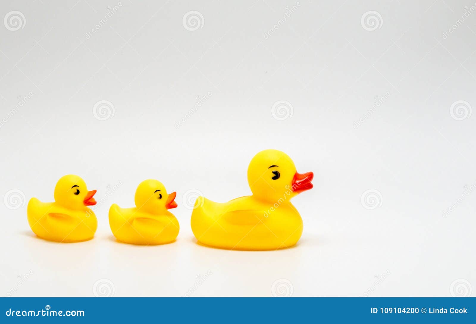 3 Bright Yellow Rubber Ducks with Red Beaks Stock Photo - Image of bath ...