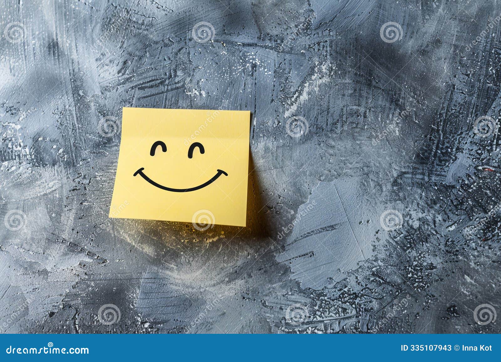 Bright Yellow Sticky Note Featuring Hand Drawn Smiley Emoticon on ...
