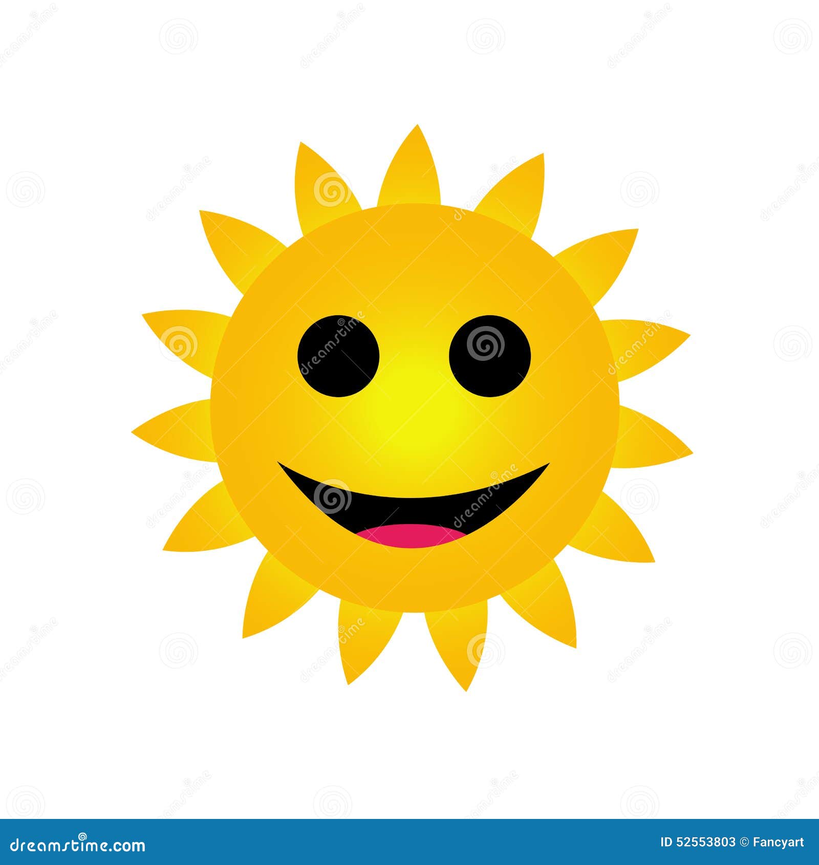 Bright yellow sun smiling stock illustration. Illustration of happiness ...