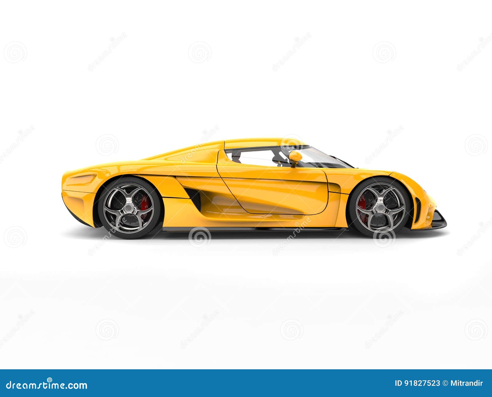 Bright Yellow Super Car - Side View Stock Illustration - Illustration ...