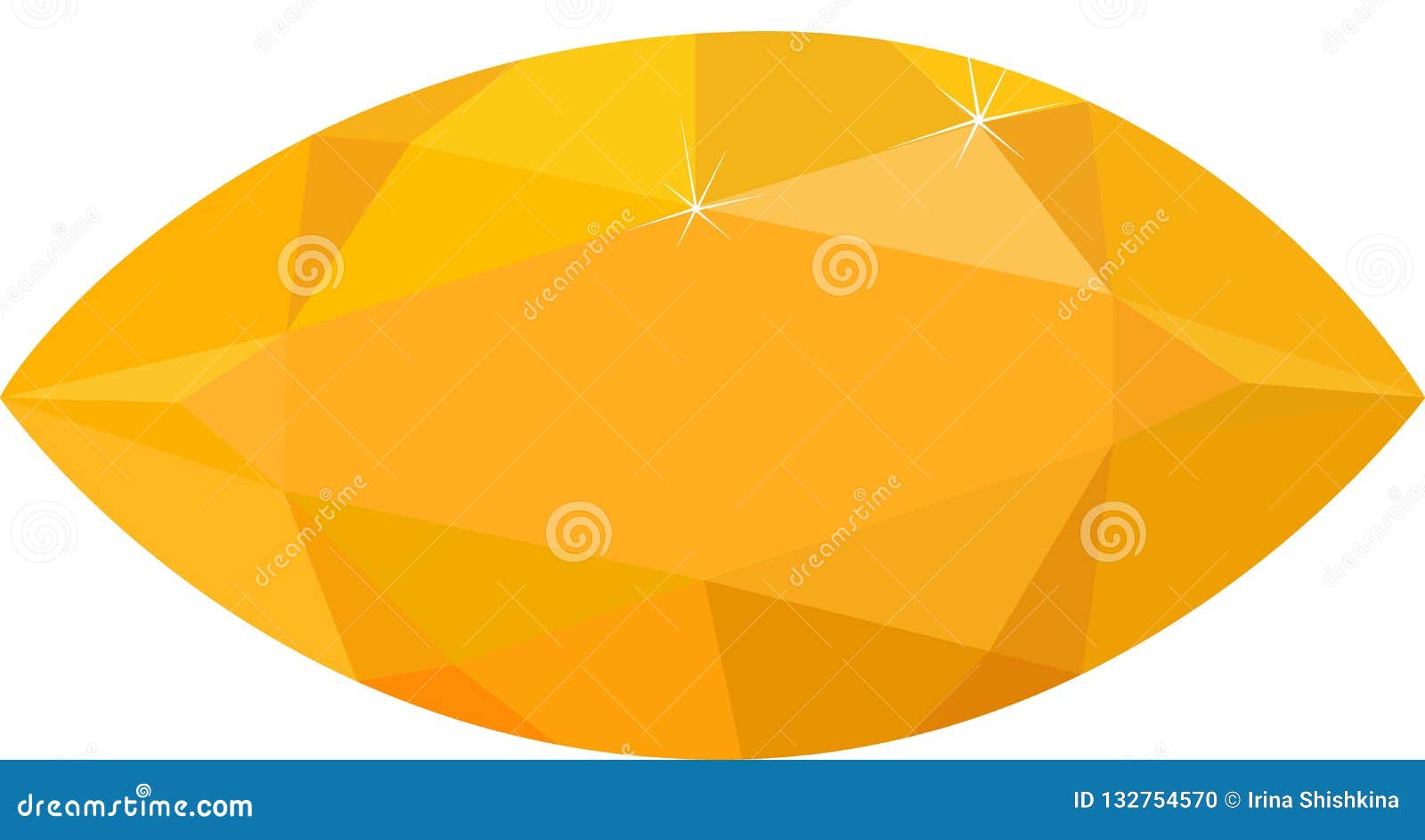 Bright Yellow Topaz Isolated on White Background. Vector Illustration ...