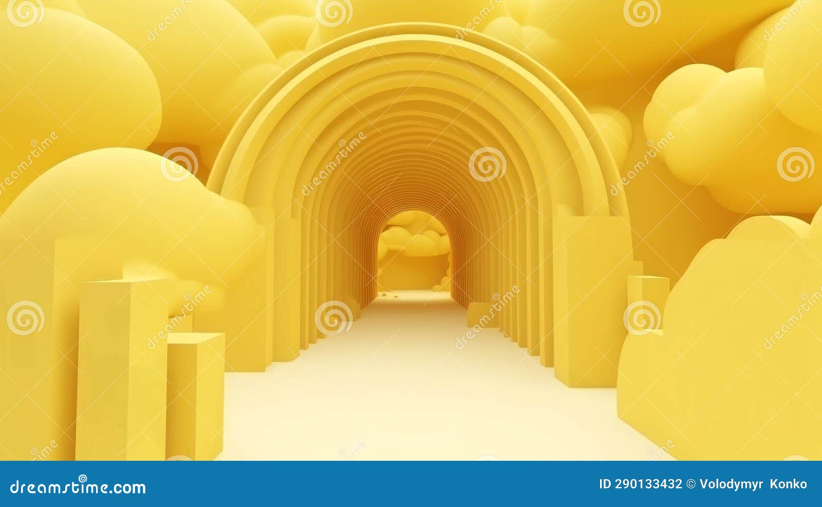 A Bright Yellow Tunnel with a Clean White Floor and Walls. Generative ...