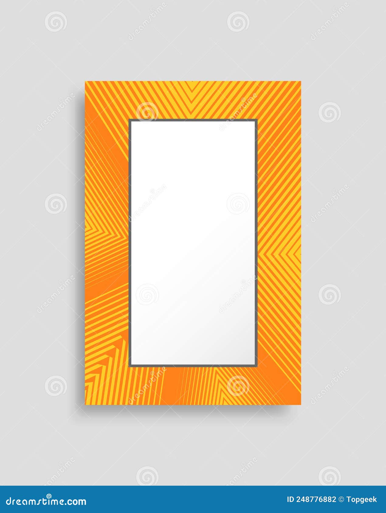 Bright Yellow Vertical Photo Frame with Stripes Stock Vector ...