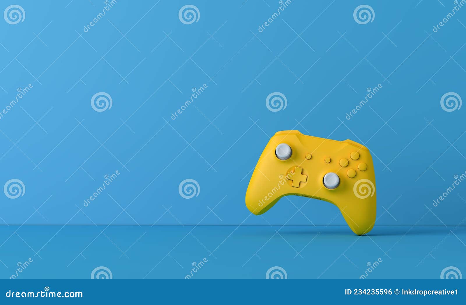 Bright Yellow Video Game Controller Against a Blue Background. Gaming ...