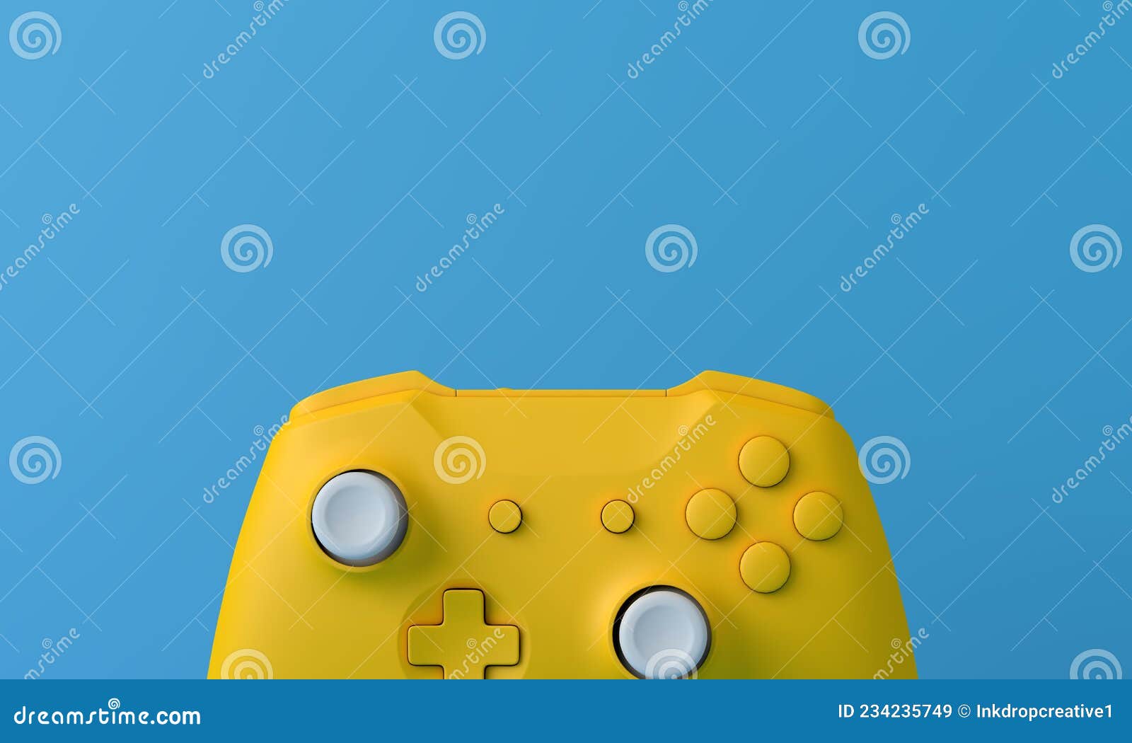Bright Yellow Video Game Controller Against a Blue Background. Gaming ...