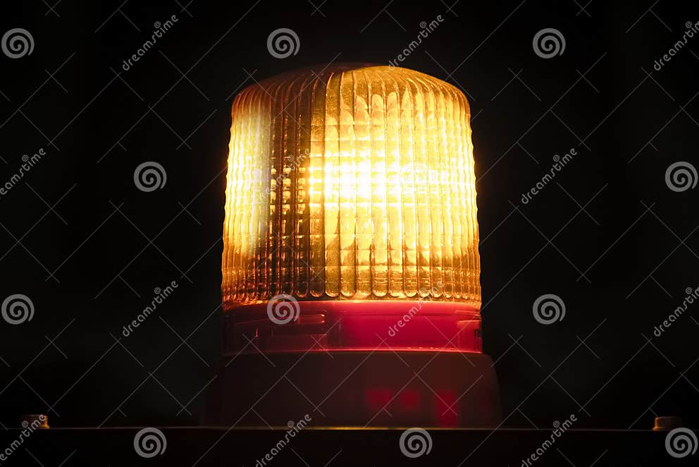 Bright Yellow Warning Light Glows Stock Photo - Image of closeup ...