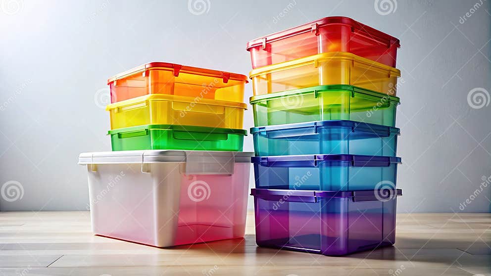 Brighten Your Home with Stackable Rainbow Plastic Storage Bins Colorful ...