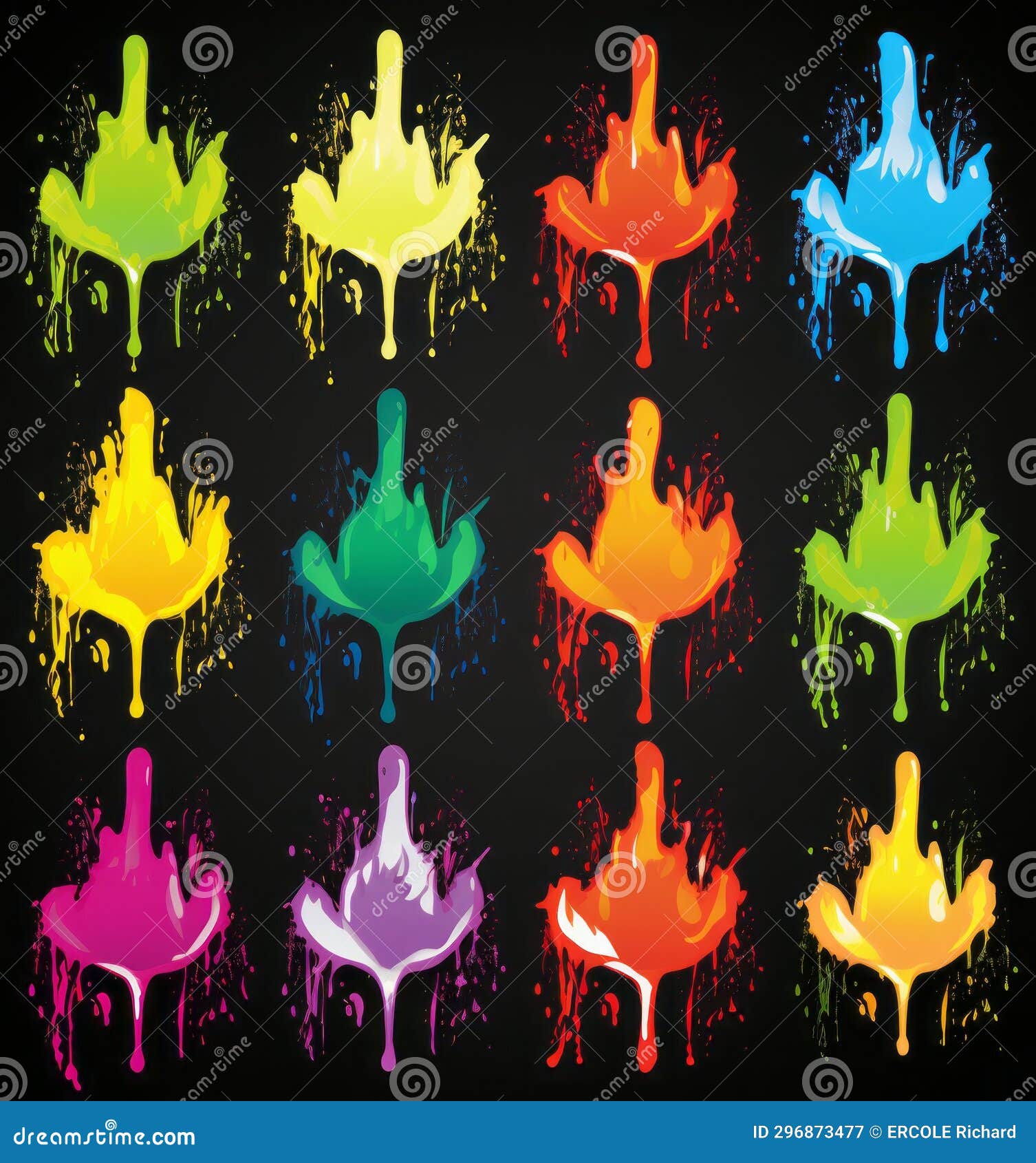 Brighten Your Projects with Rainbow Ink Splashes Icon Set Stock ...