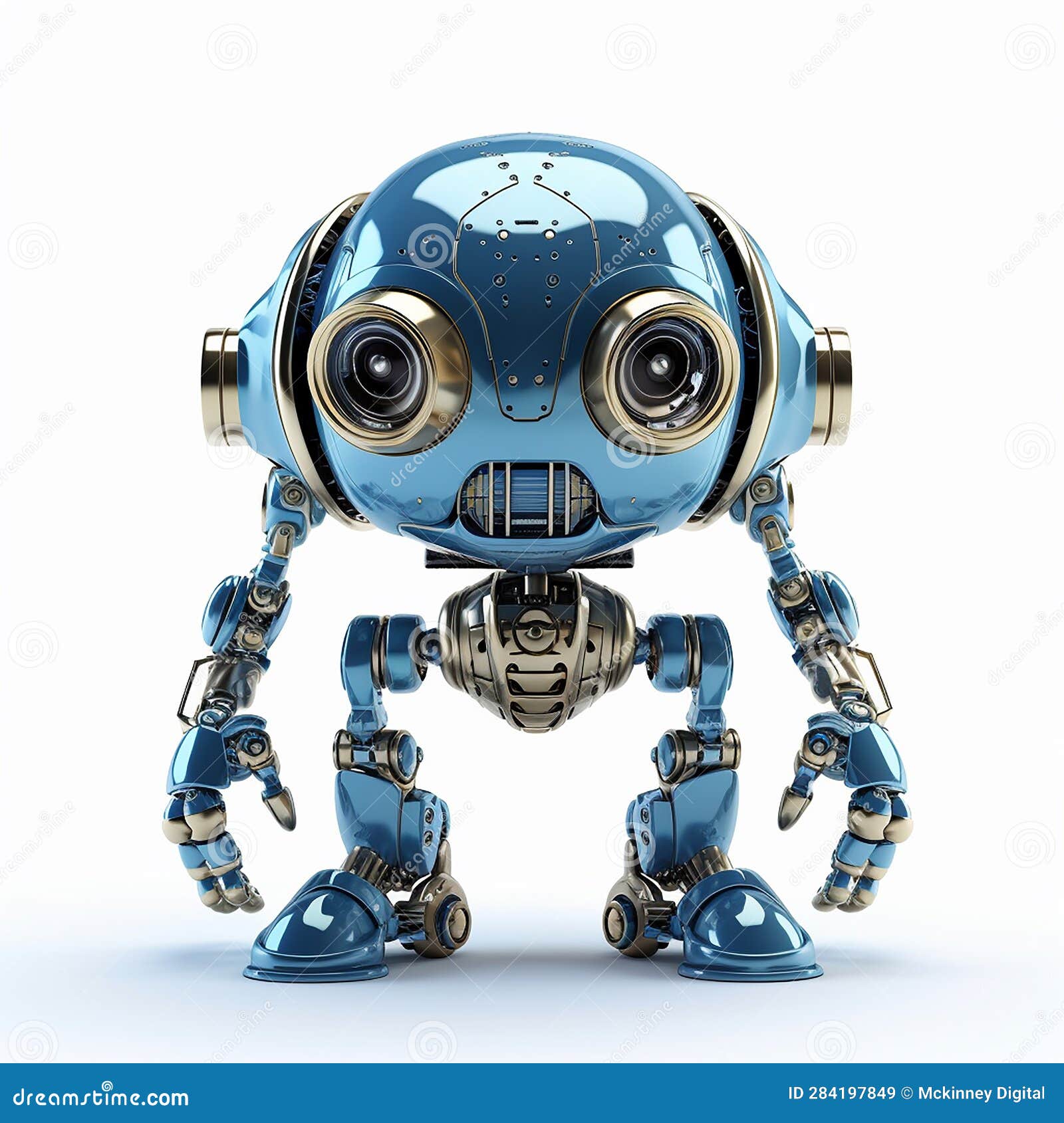 Blue Robot, Isolated on Solid White Background. Stock Illustration ...
