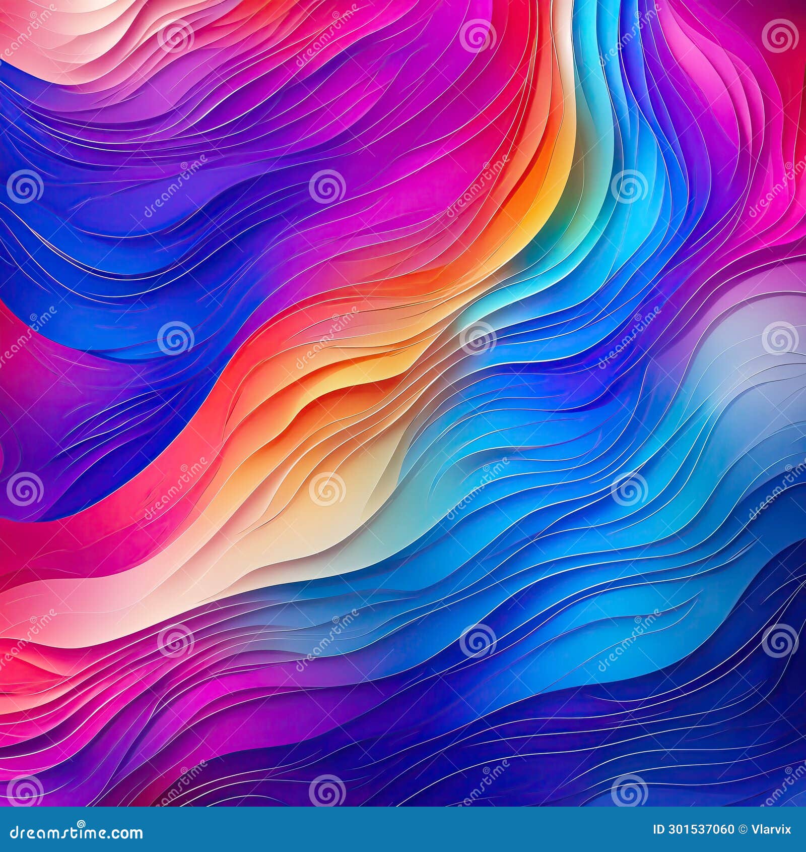 Brightly Colored Abstract Background, Wave Lines in Gradient Fill Stock ...