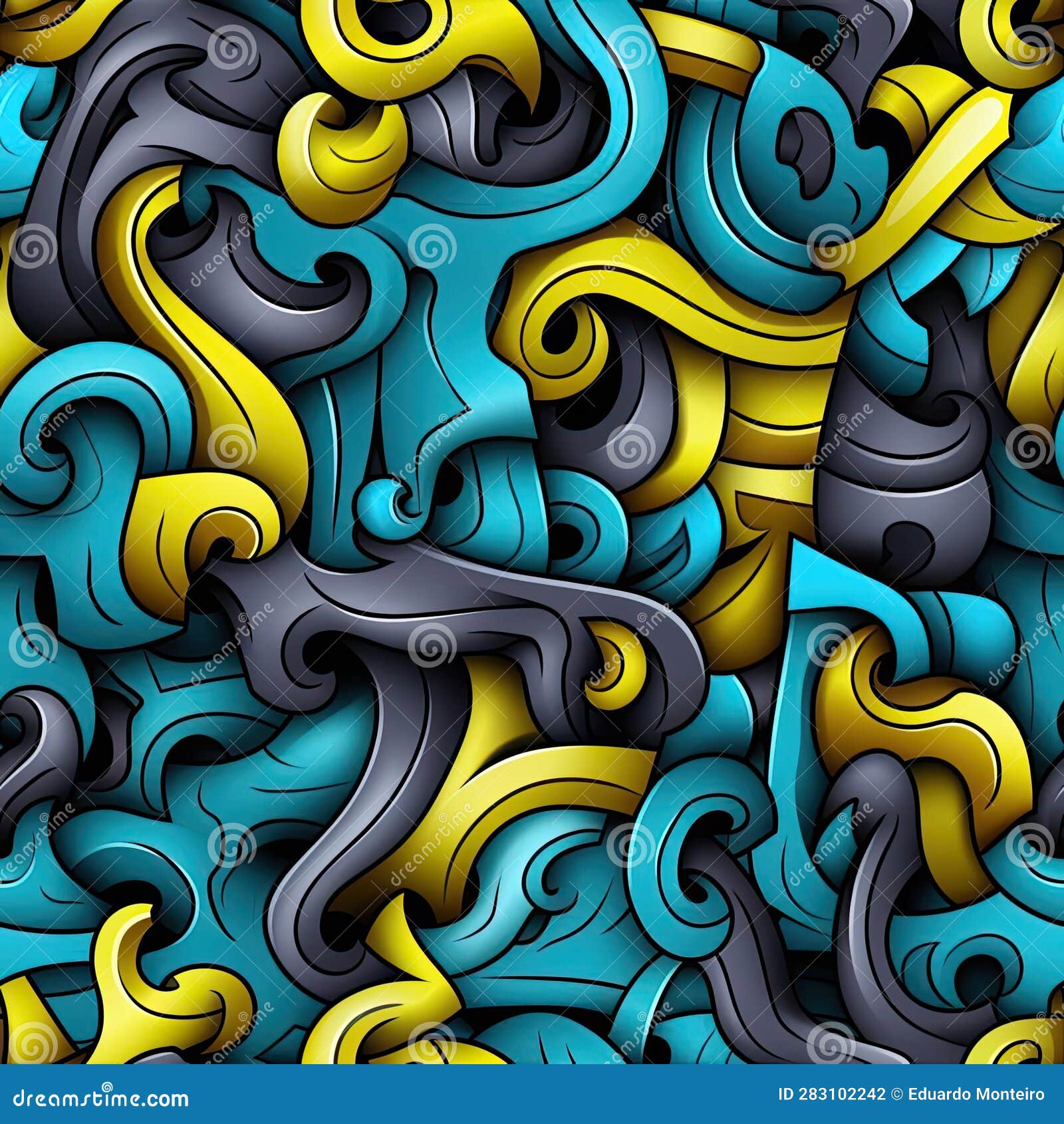 Brightly Colored Abstract Pattern with Sculpted Forms and Intricate ...