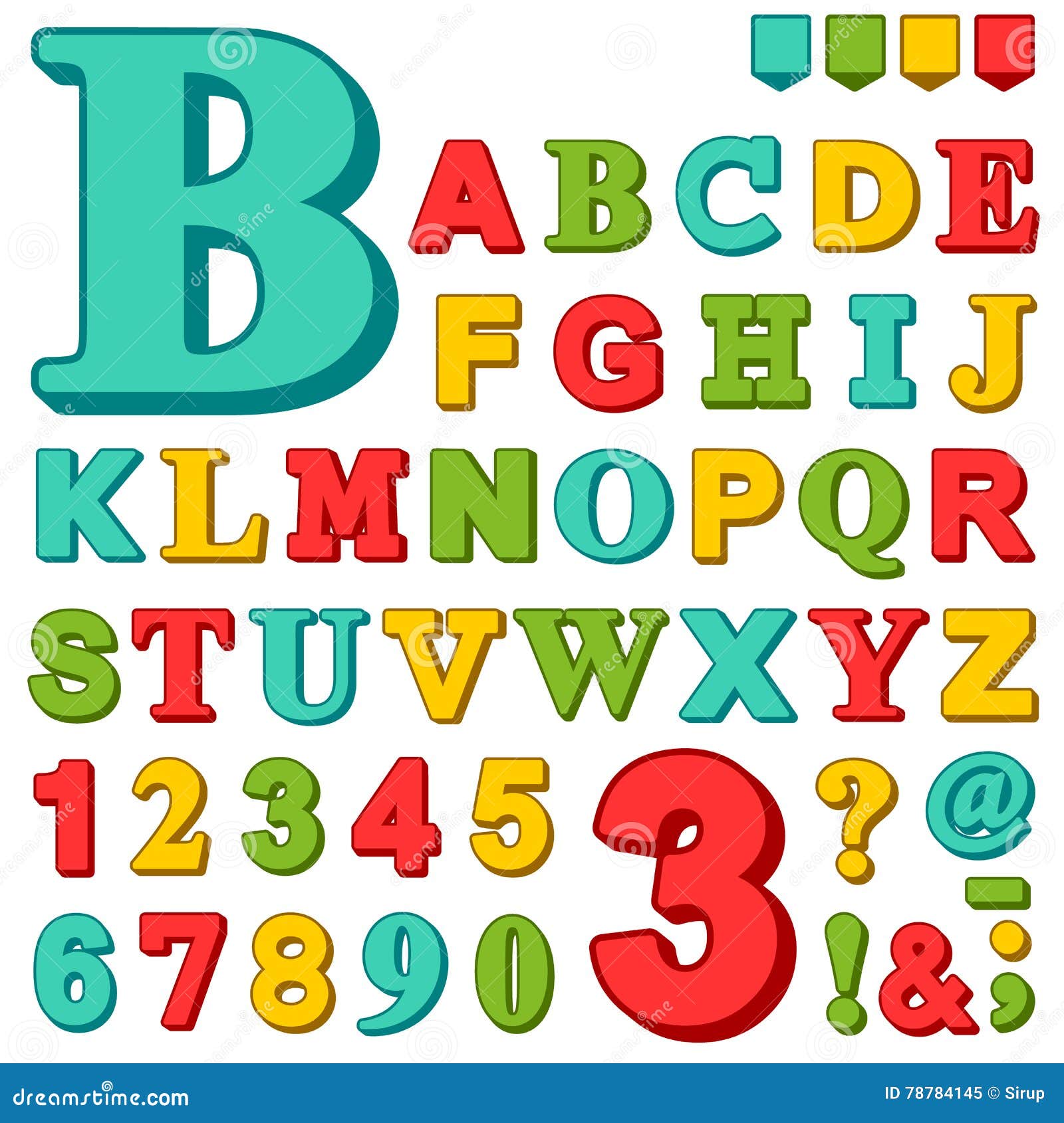 Brightly Colored Alphabet Letters and Numbers Stock Vector ...