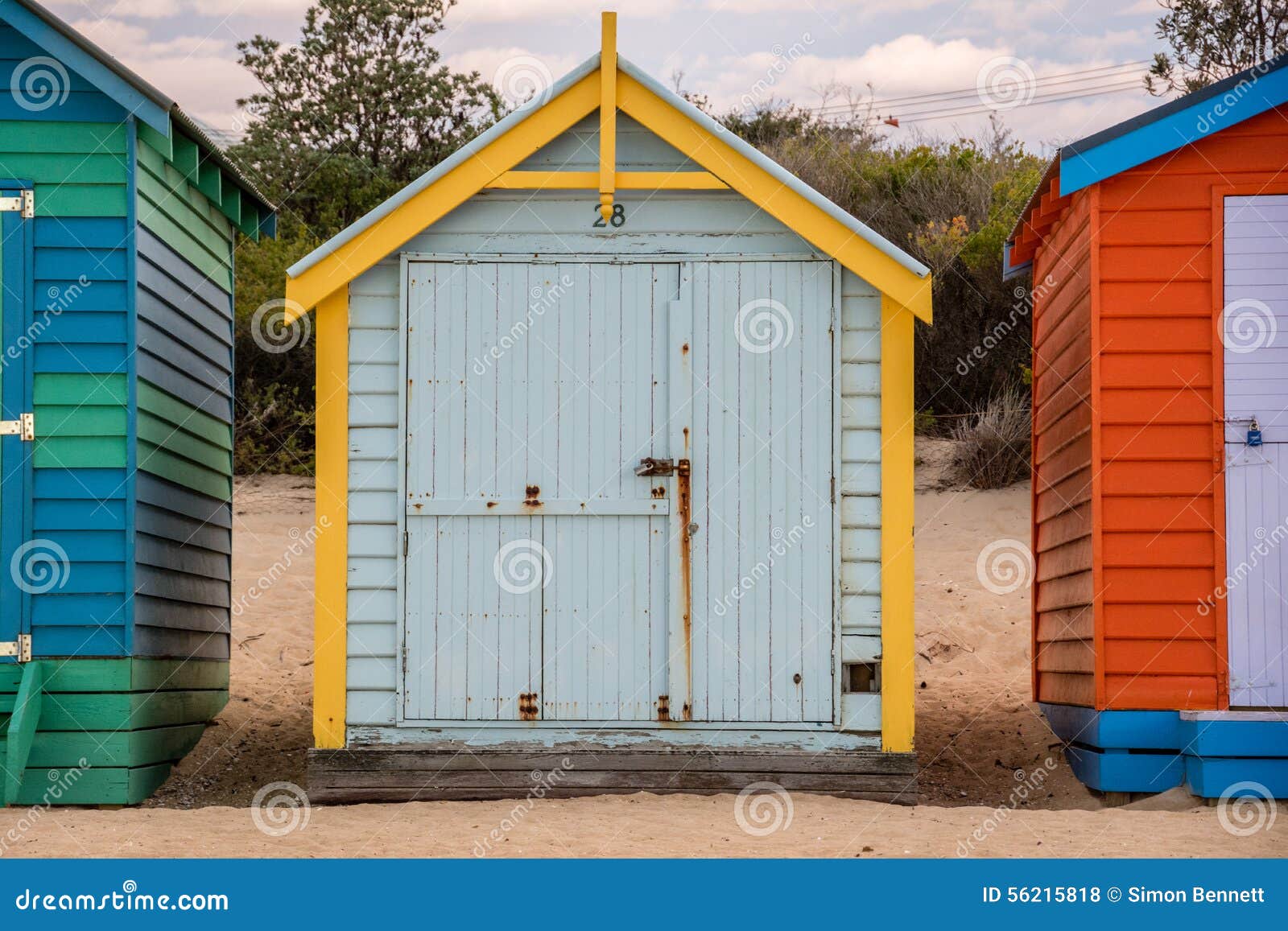 Brightly Colored Beach Huts Stock Photo - Image of coloured, brightly ...