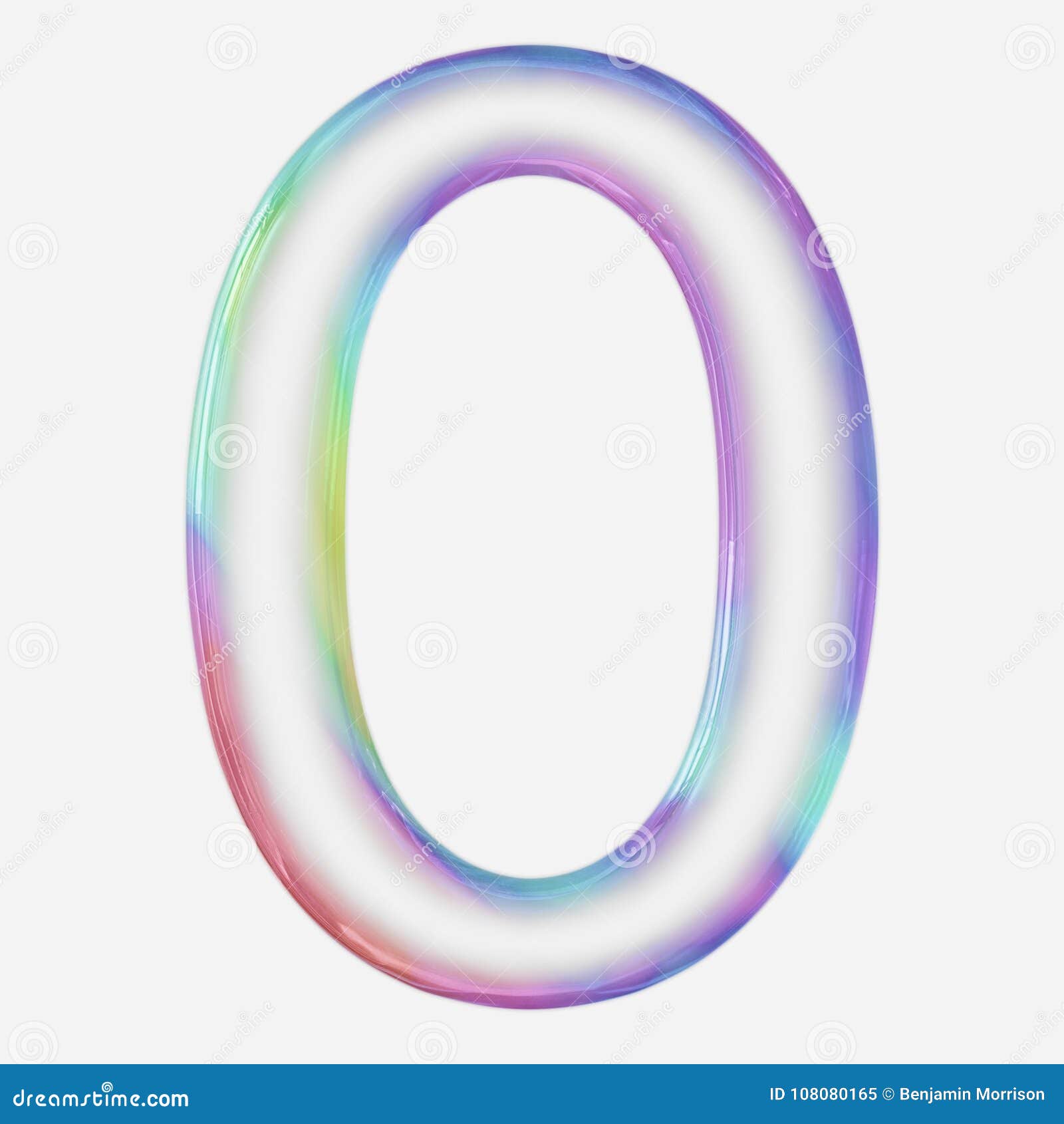 Vibrantly Colorful Number 0 Rendered Using a Bubble Stock Illustration ...
