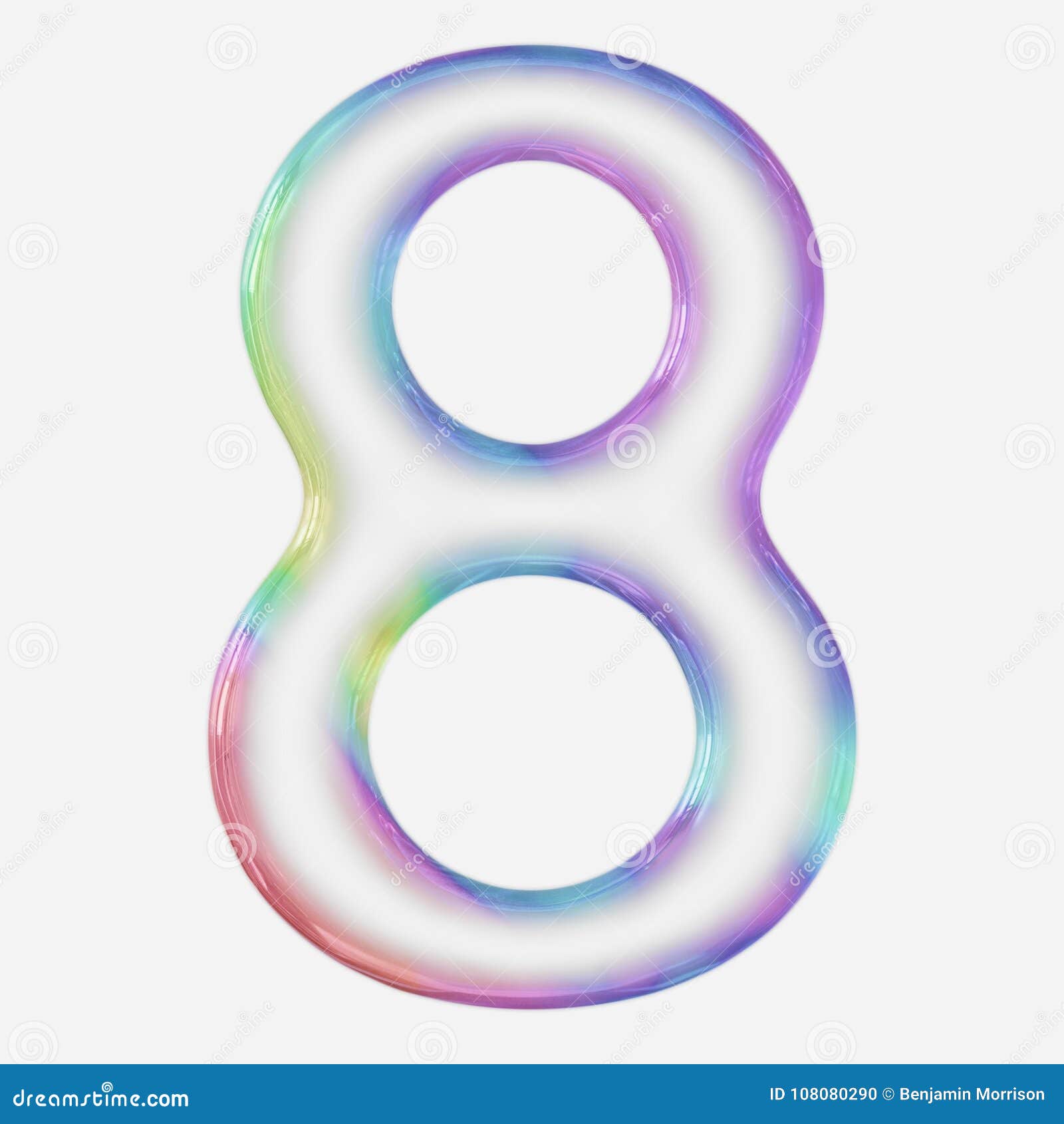 Vibrantly Colorful Number 8 Rendered Using a Bubble Stock Illustration ...