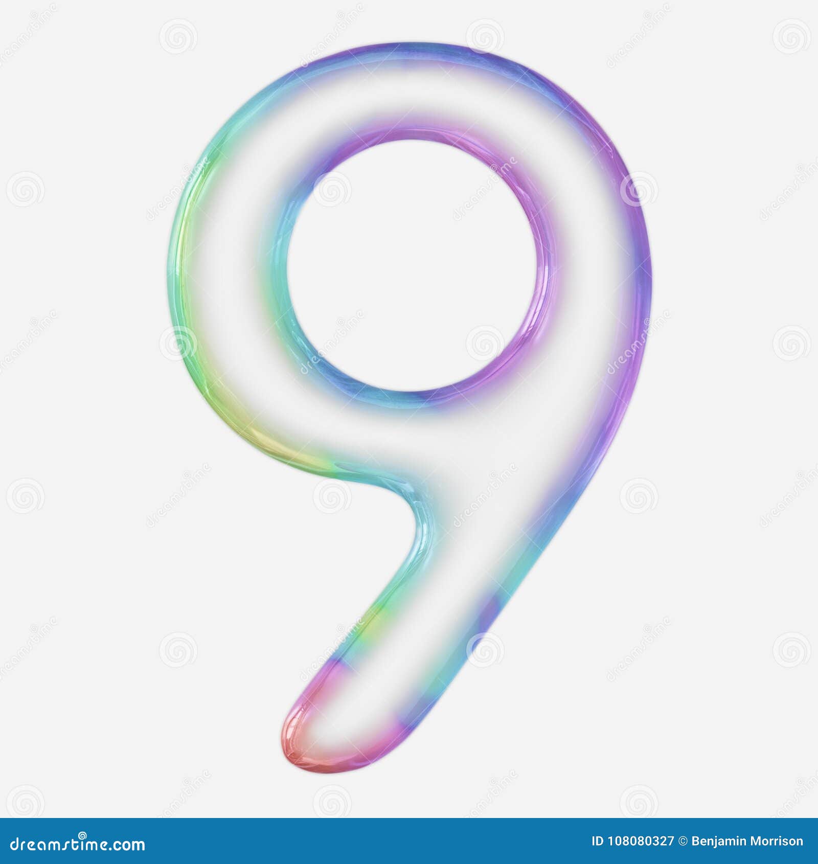 Vibrantly Colorful Number 9 Rendered Using a Bubble Stock Illustration ...