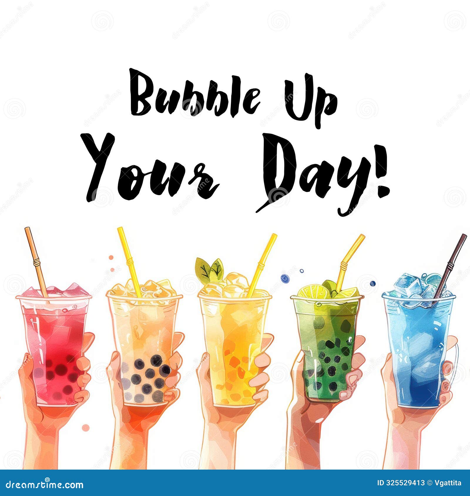 Brightly Colored Bubble Tea Drinks with Different Flavors and Garnishes ...