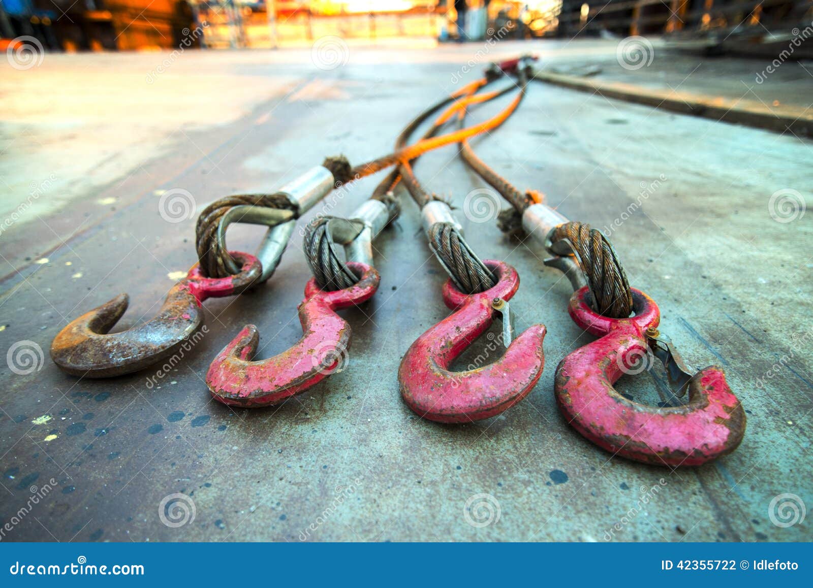 Brightly Colored Building Hooks Stock Photo - Image of elevator ...