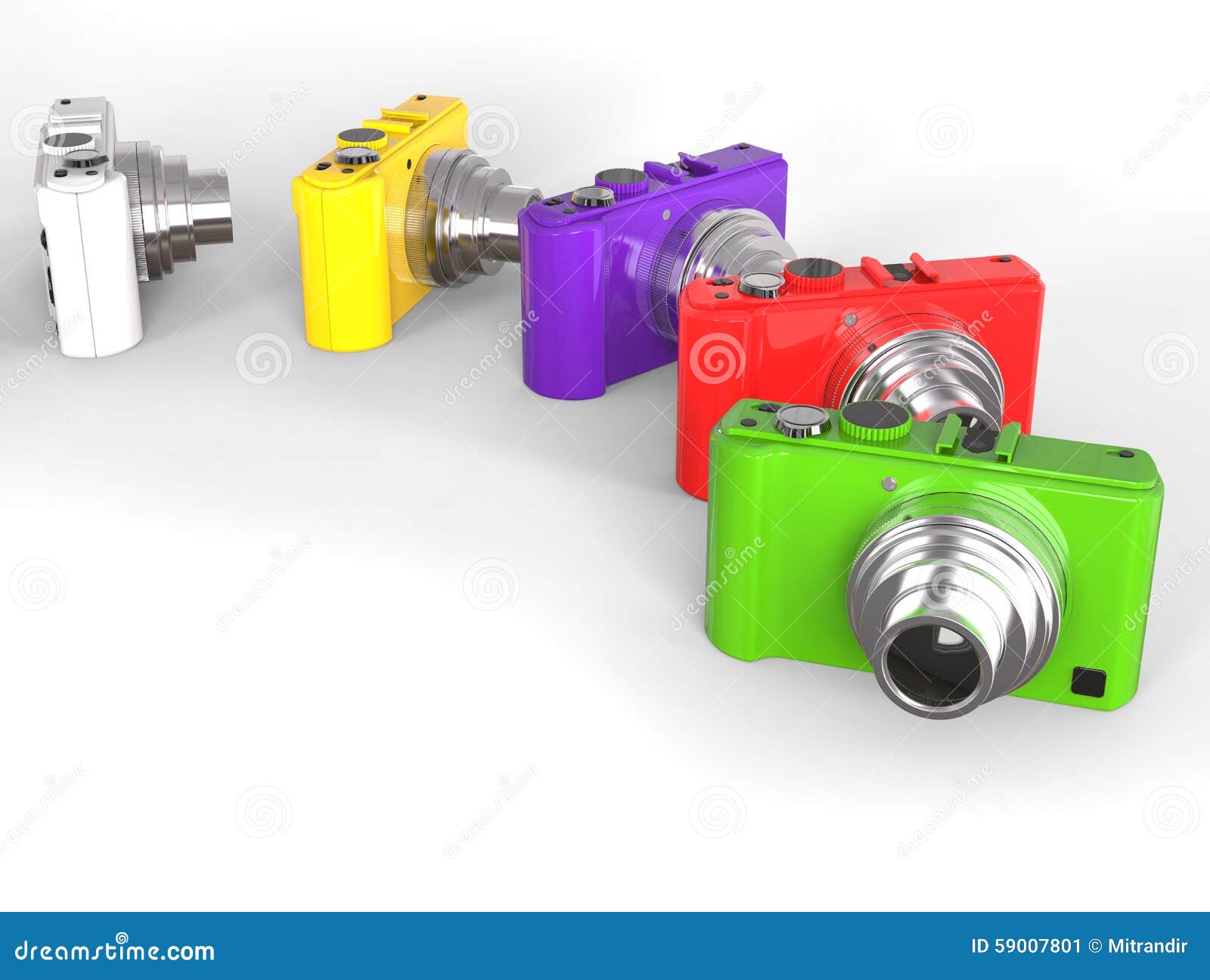 Brightly Colored Compact Digital Photo Cameras Stock Illustration ...