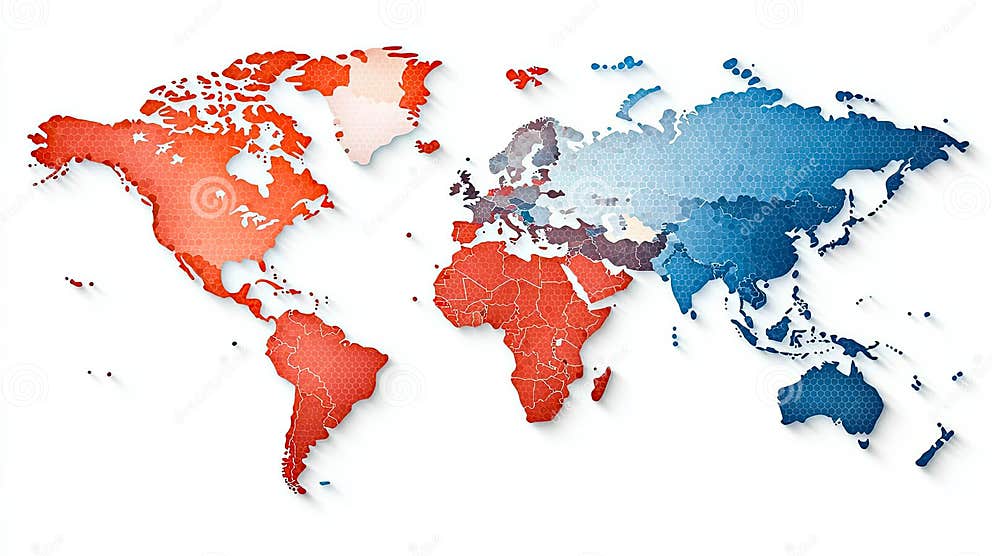 Vibrant Representation of the World Map Showcasing Continents in Unique ...