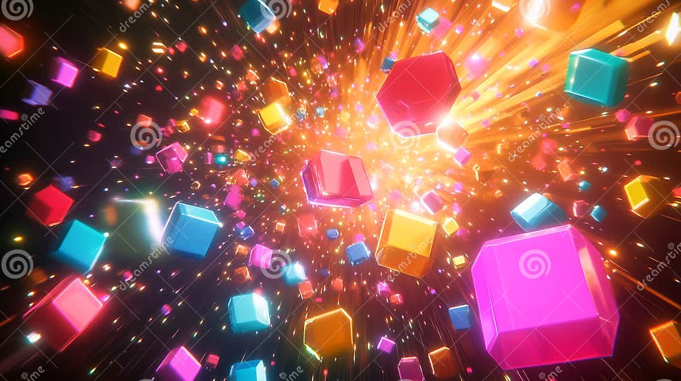 Colorful Cubes Burst into Vibrant Light in a Digital Explosion of ...